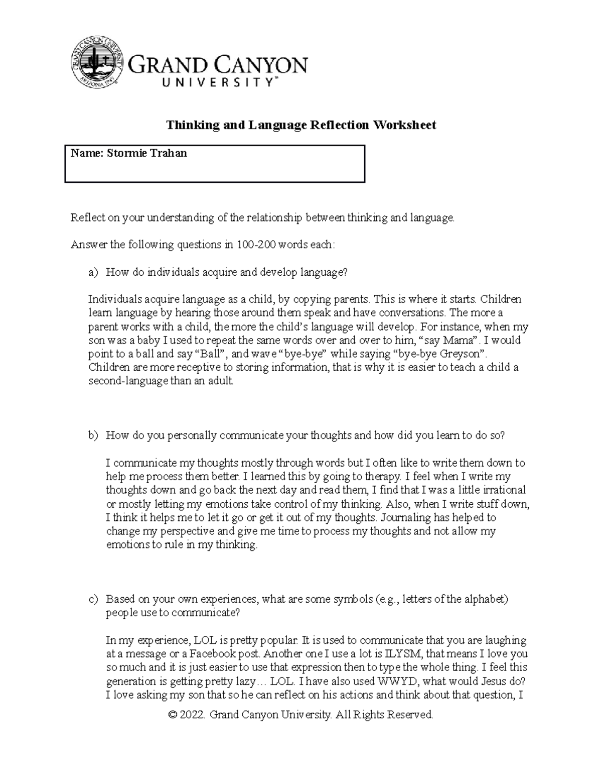PHI105 - Critical thinking skills - Thinking and Language Reflection ...
