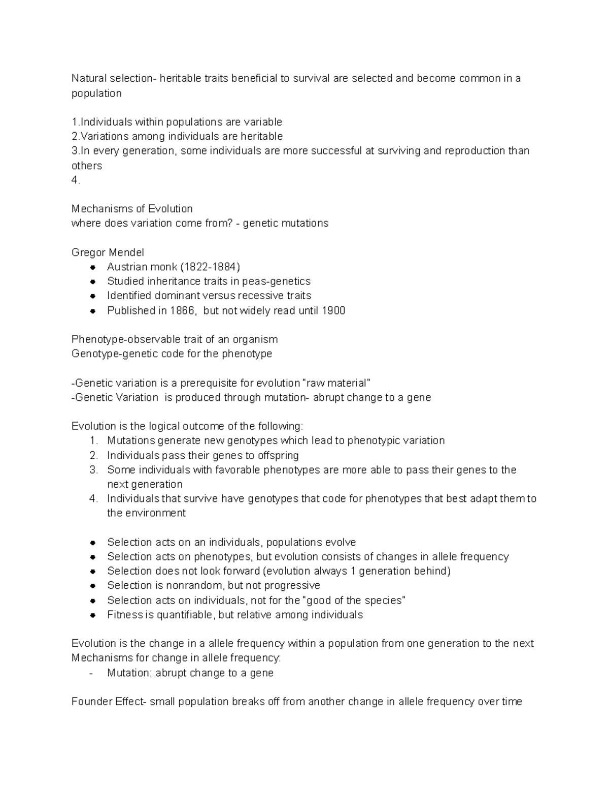 Zoology Test 1 - notes - Natural selection- heritable traits beneficial ...