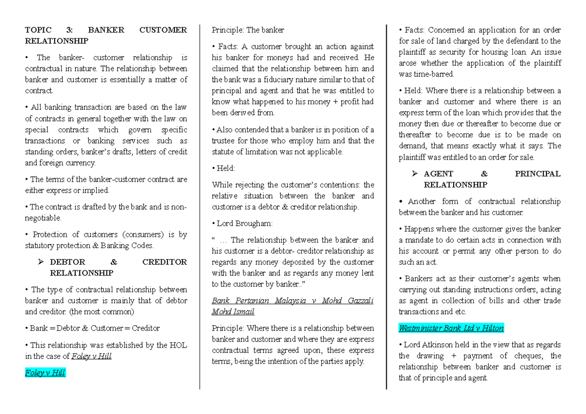 Topic 3 Banker Customer Relationship - TOPIC 3: BANKER CUSTOMER ...