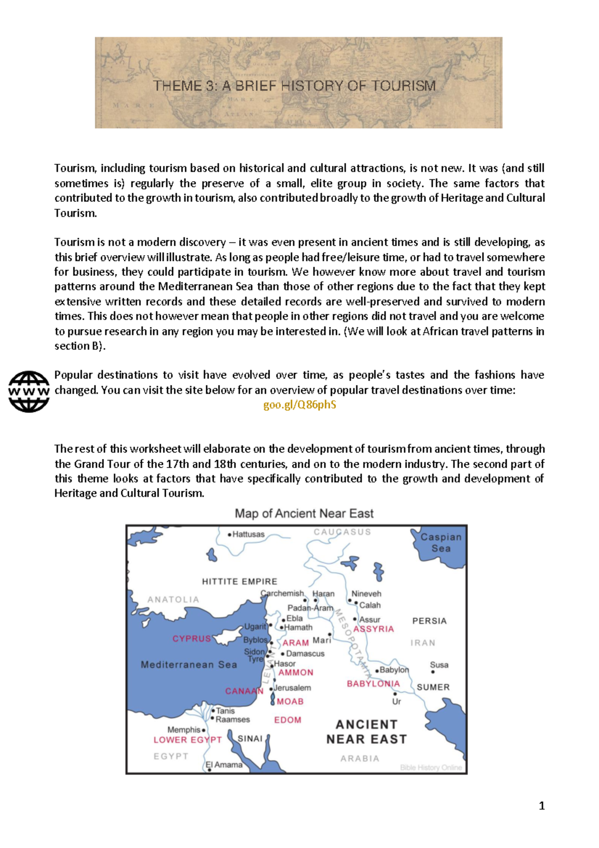 Online Theme 3 worksheet 2022 - Tourism, including tourism based on ...