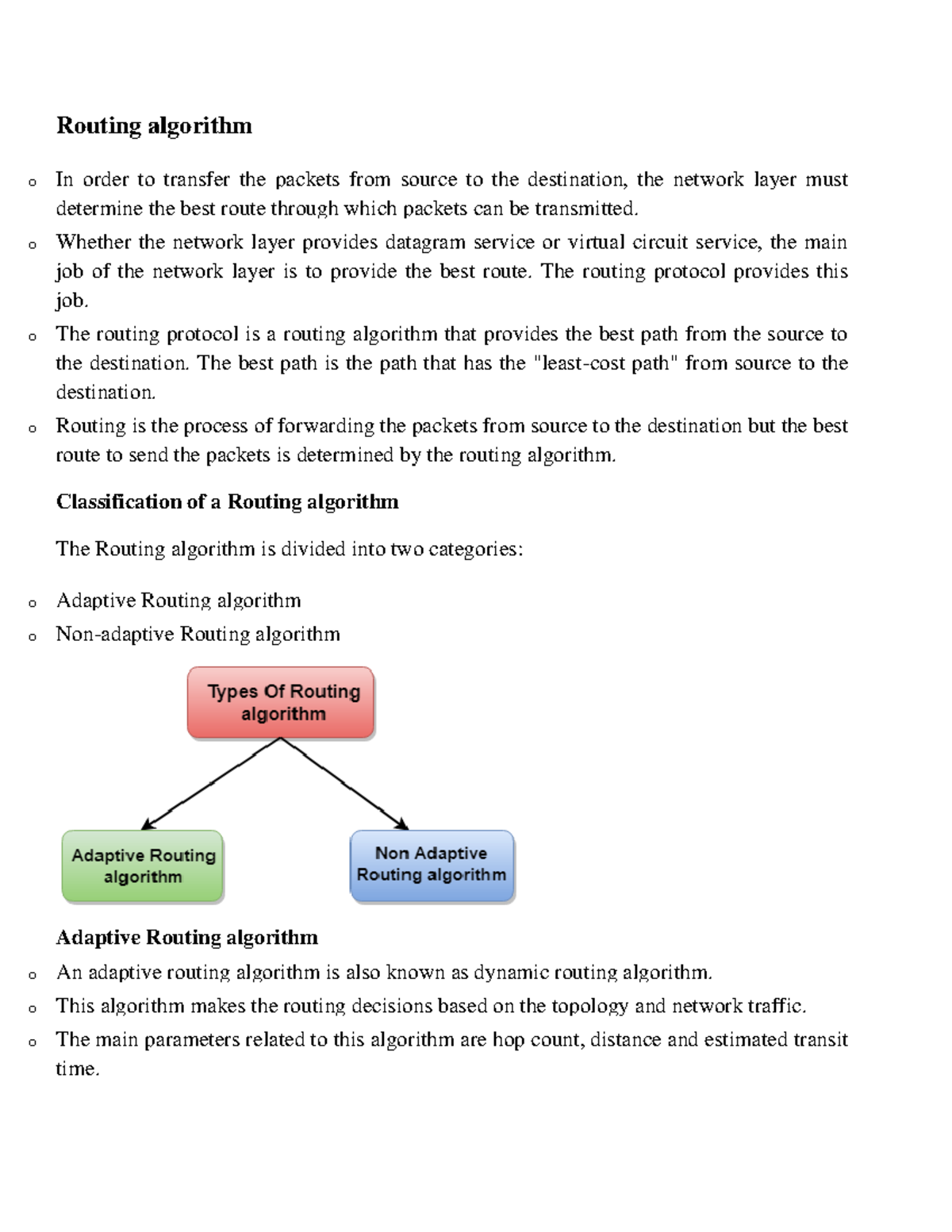 Routing alg - Routing algorithm o In order to transfer the packets from source to the ...