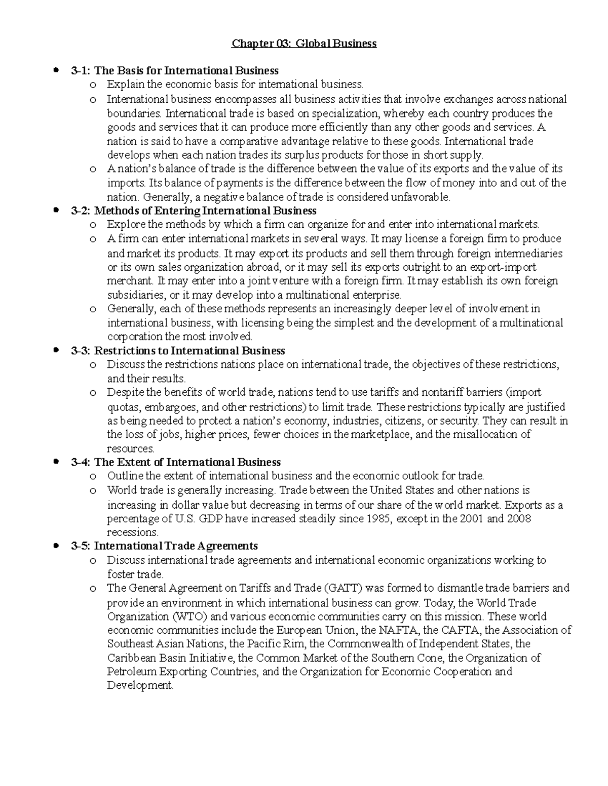 23. OL 501 - Module Seven Notes - Chapter 03: Global Business 3-1: The ...