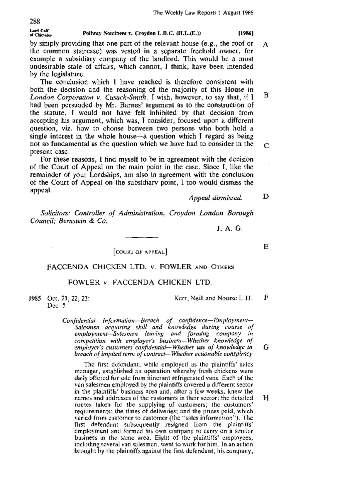 Faccenda Chicken v Fowler [1986] 3 WLR 288 at 299 - ####### 288 :tc?hi ...