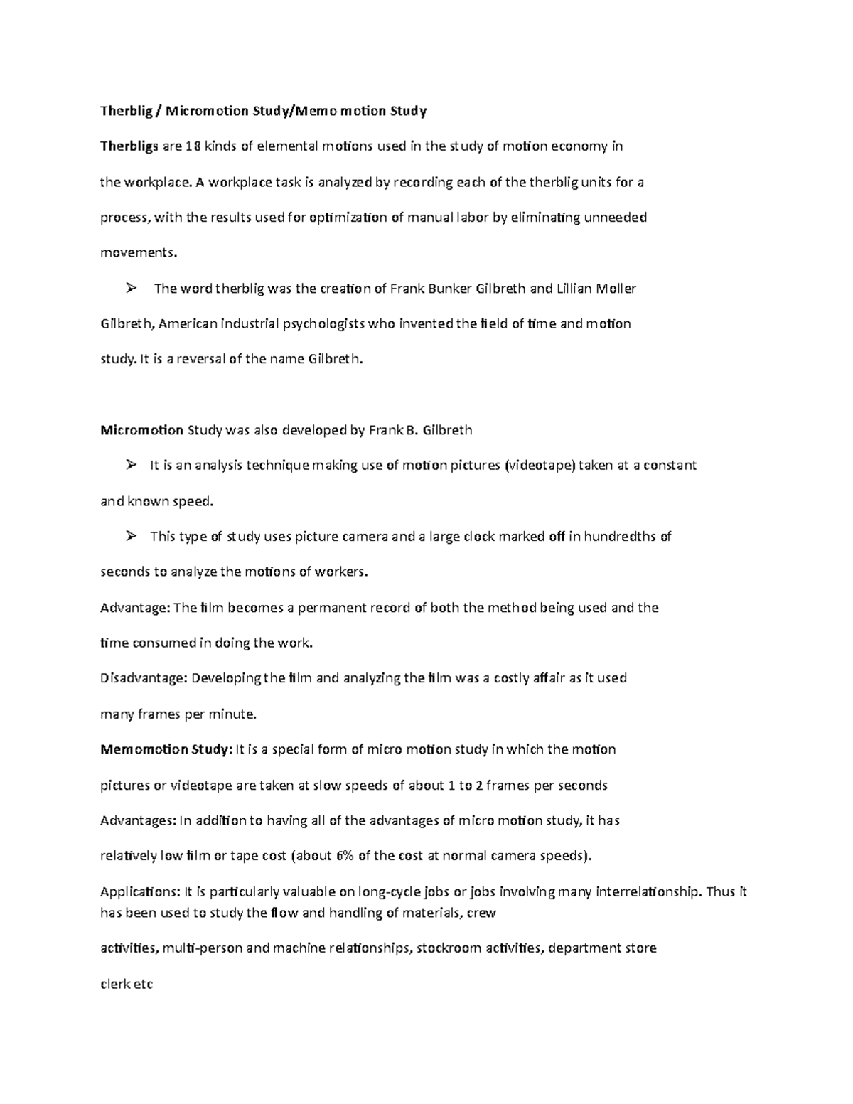 Industrial Engineering 1 - Therblig / Micromotion Study/Memo motion ...