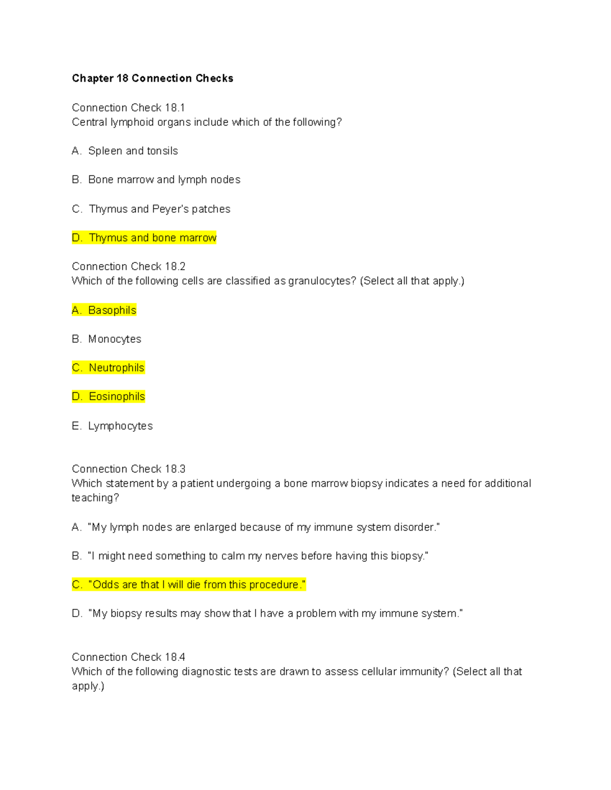 Unit 6 connection checks (hematology) - Chapter 18 Connection Checks ...