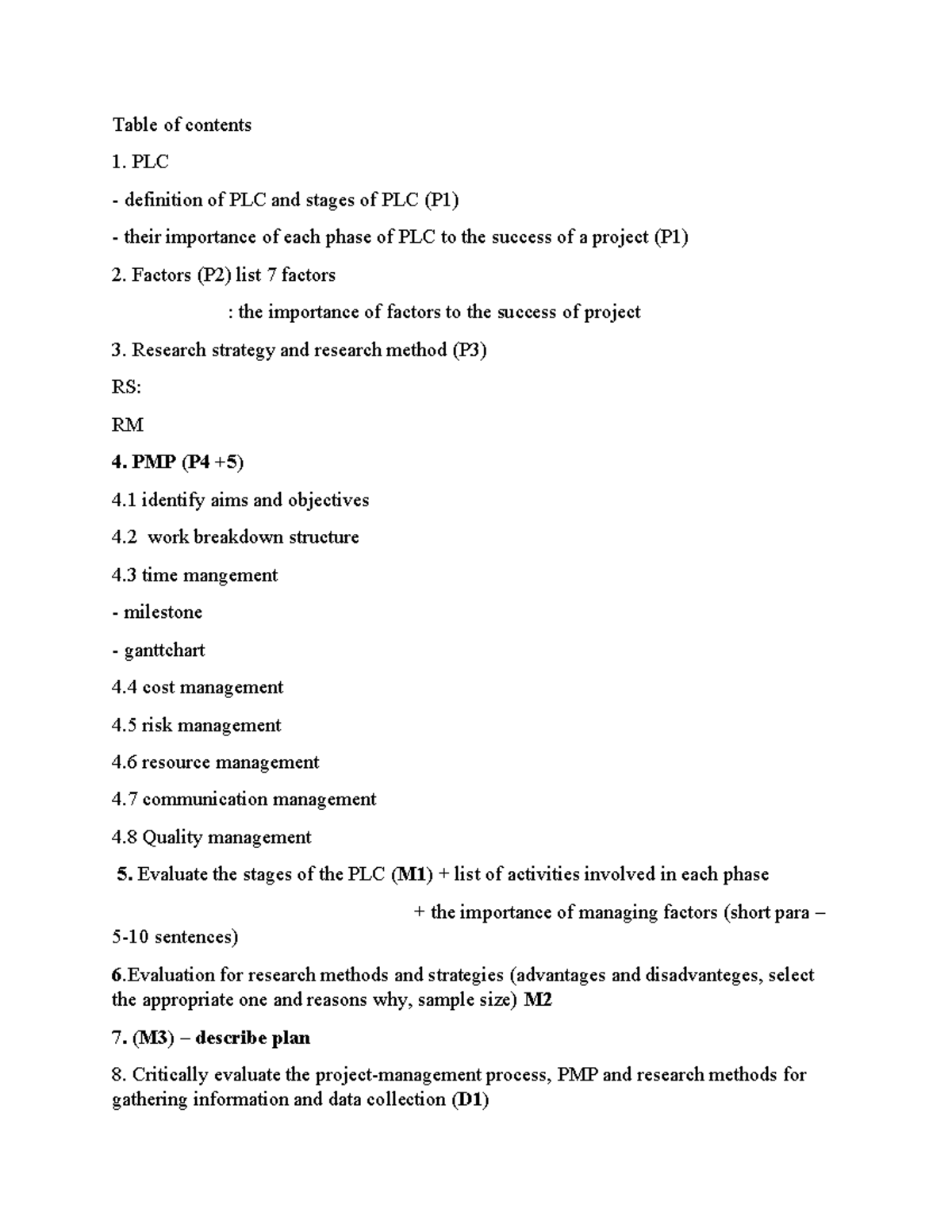 Outline-A1 - Table of contents 1. PLC - definition of PLC and stages of ...