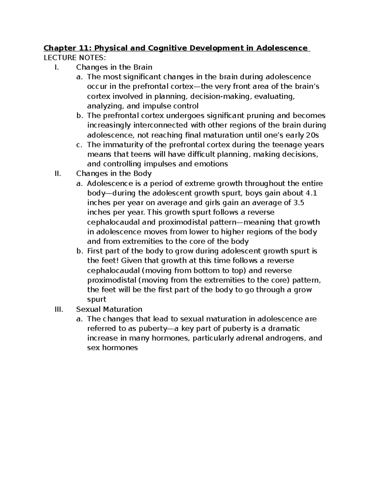 Developmental Psychology UNIT 3 - Chapter 11: Physical and Cognitive ...