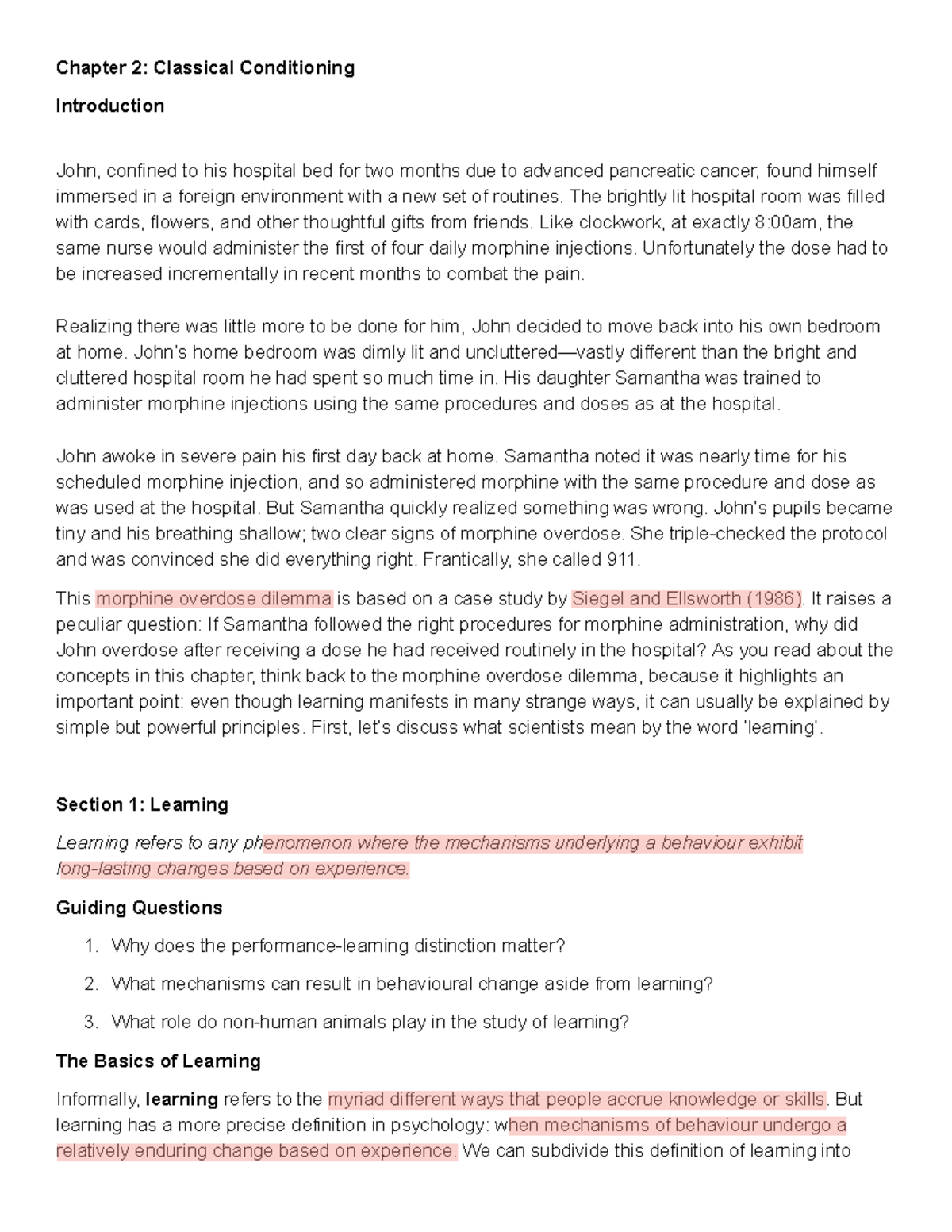 Chapter 2 (Psych Textbook) - Chapter 2: Classical Conditioning ...