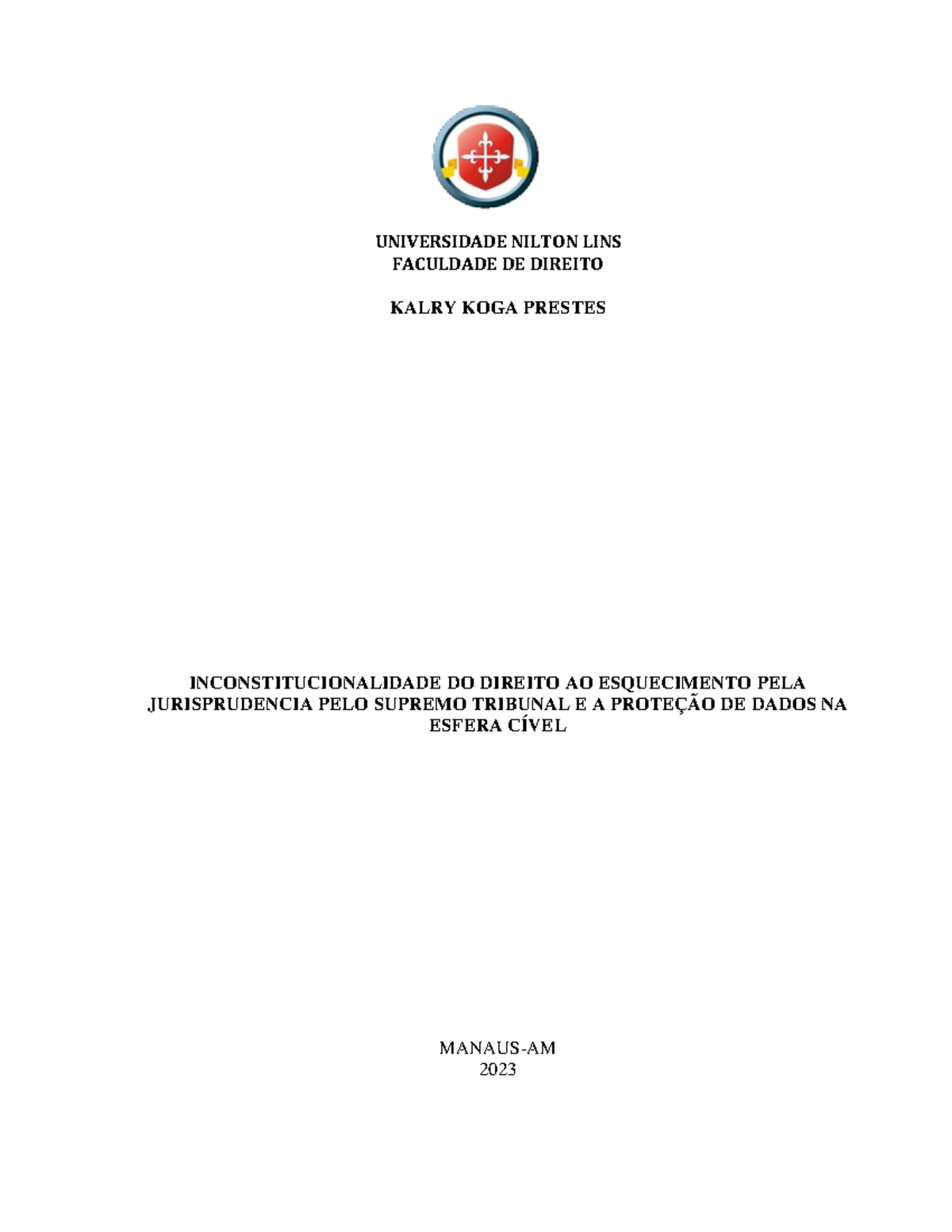 PRE Projeto TCC I - NL 2023 - V02 - UNIVERSIDADE NILTON LINS FACULDADE ...