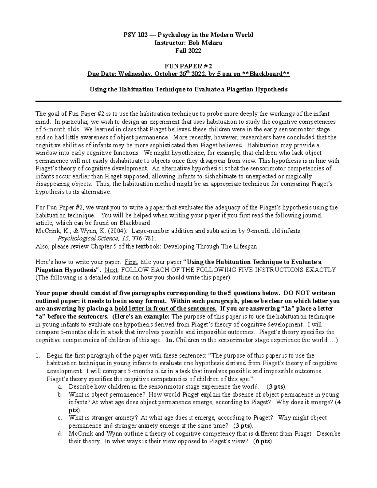 Fun Paper 2 Fall 2022 - PSY 102 — Psychology in the Modern World ...