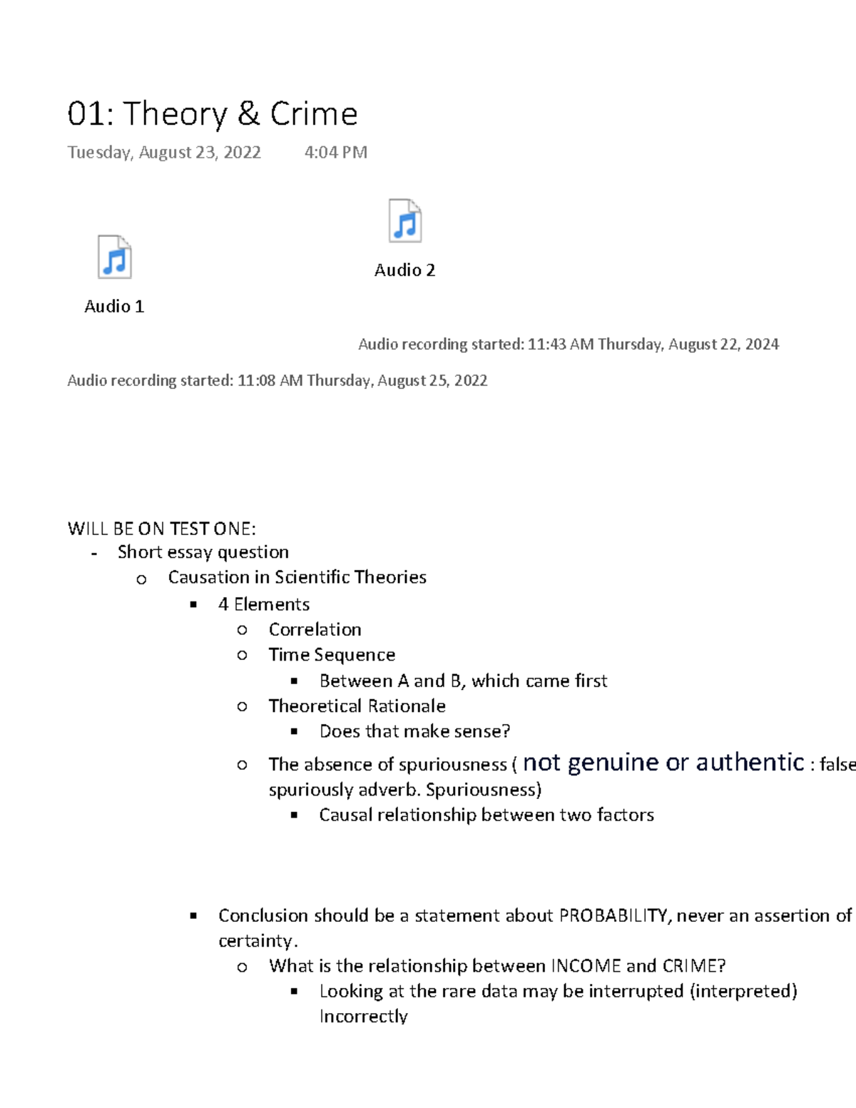 01 Theory & Crime Notes - Audio 1 Audio recording started: 11:08 AM ...