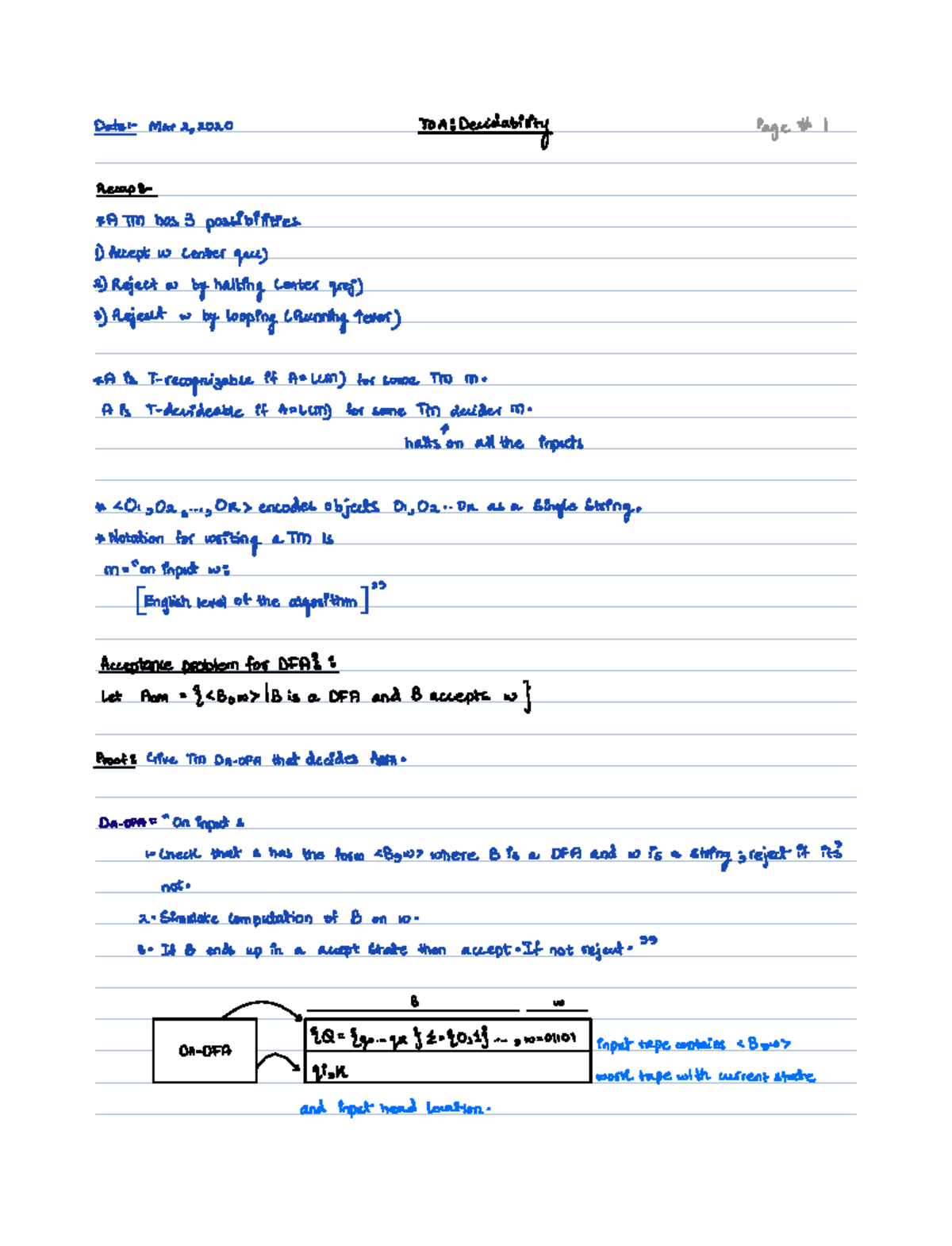 TOA Chapter 4 - Date Mar2,2020 TOADecidability Page 1 Recap 8 ATM has 3 ...