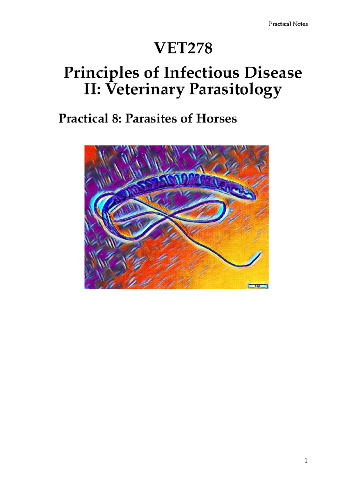 VET278 Practical notes Horses - VET Principles of Infectious Disease II ...