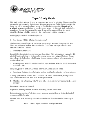 CWV 101/301 Topic 2 Study Guide - Topic 2 Study Guide This study guide is optional. It is not an ...
