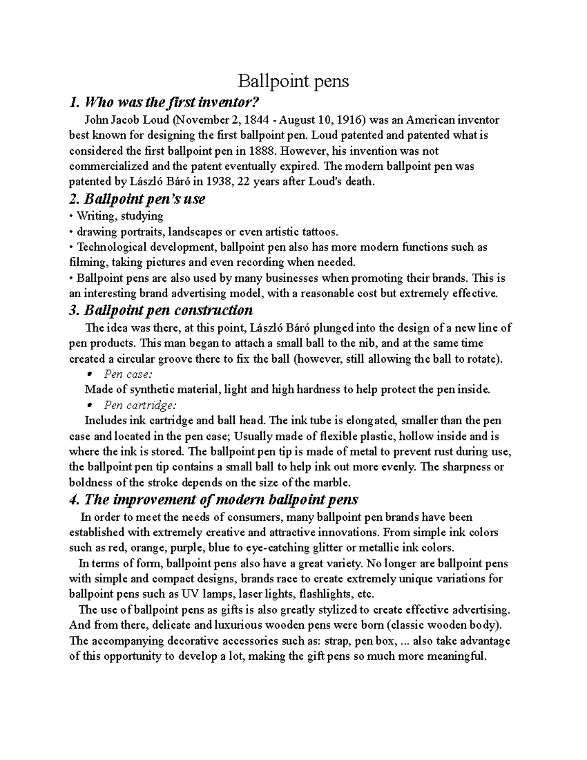 Ballpoint-pens - some information about invention of ballpoint pen ...