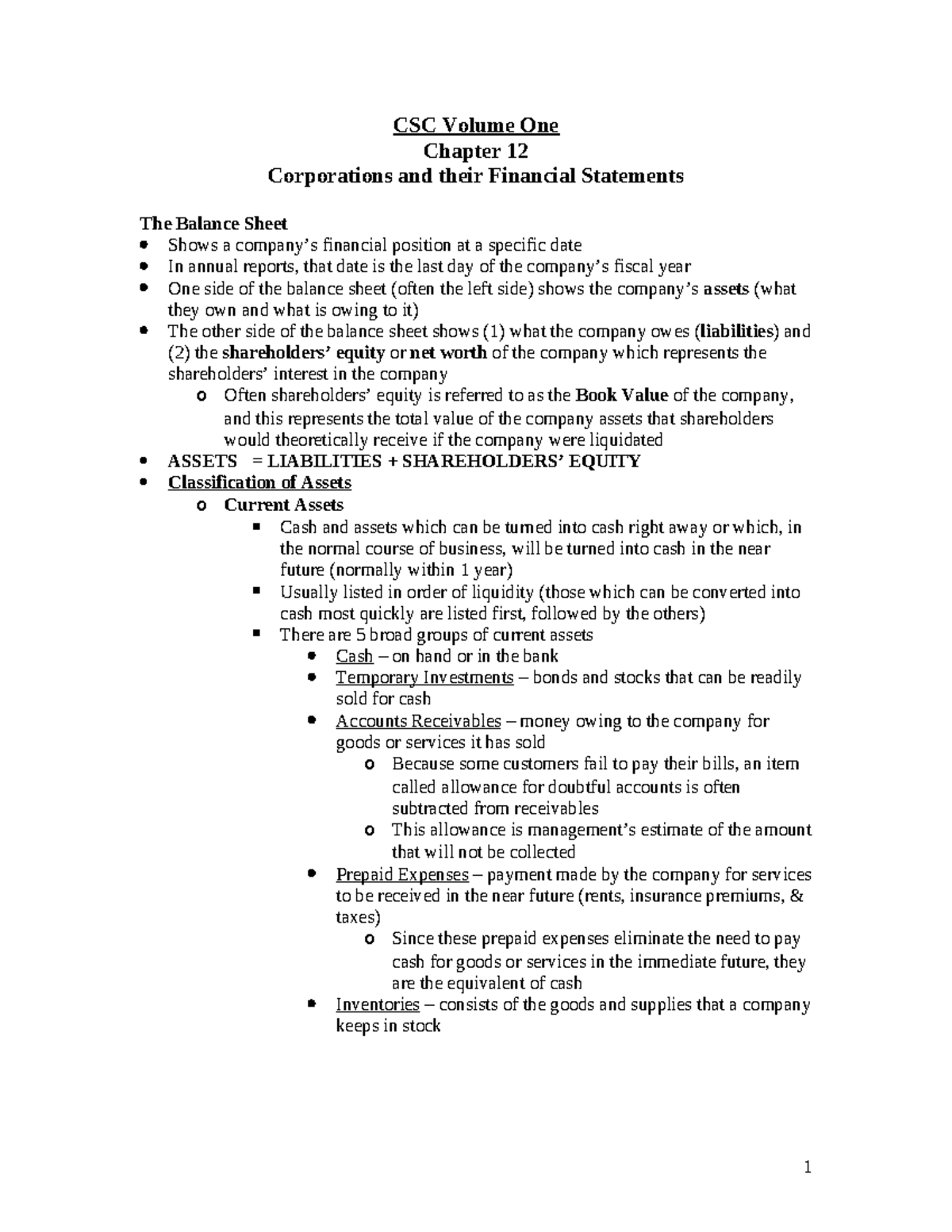 CSC Volume 1 (ch 12) - Lecture notes 12 - CSC Volume One Chapter 12 ...