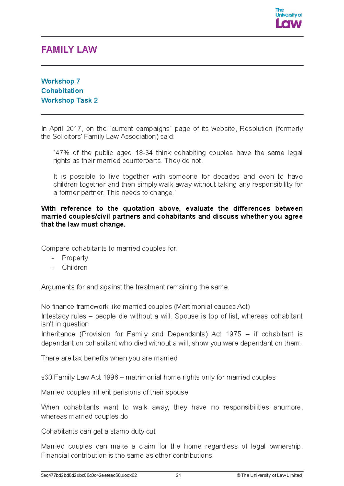 2223 fam level 5 ws07 ce01 workshop task 02 - FAMILY LAW Workshop 7 ...