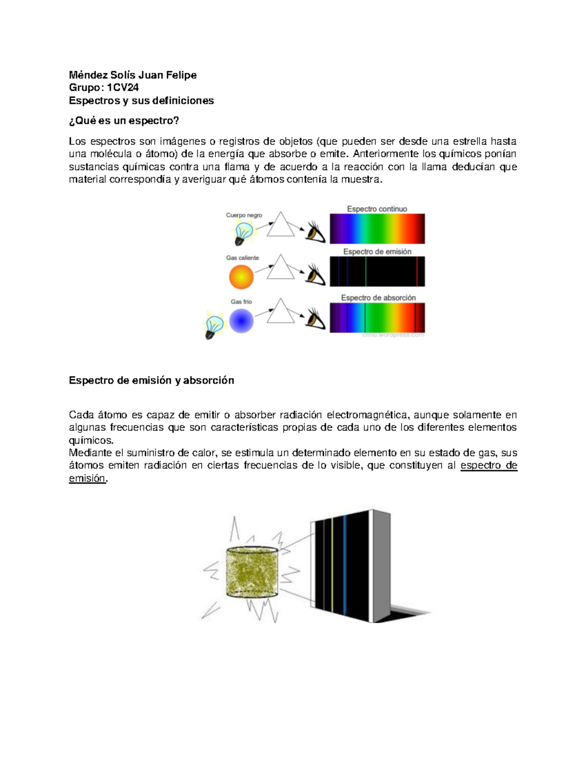 Espectros - Méndez Solís Juan Felipe Grupo: 1CV Espectros y sus ...