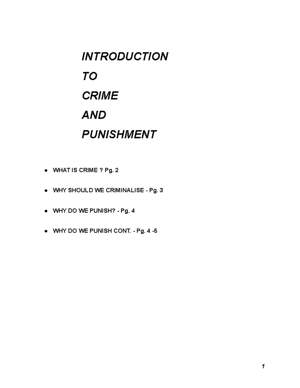 CL lecture 1 - intro to crime and punishment - INTRODUCTION TO CRIME ...
