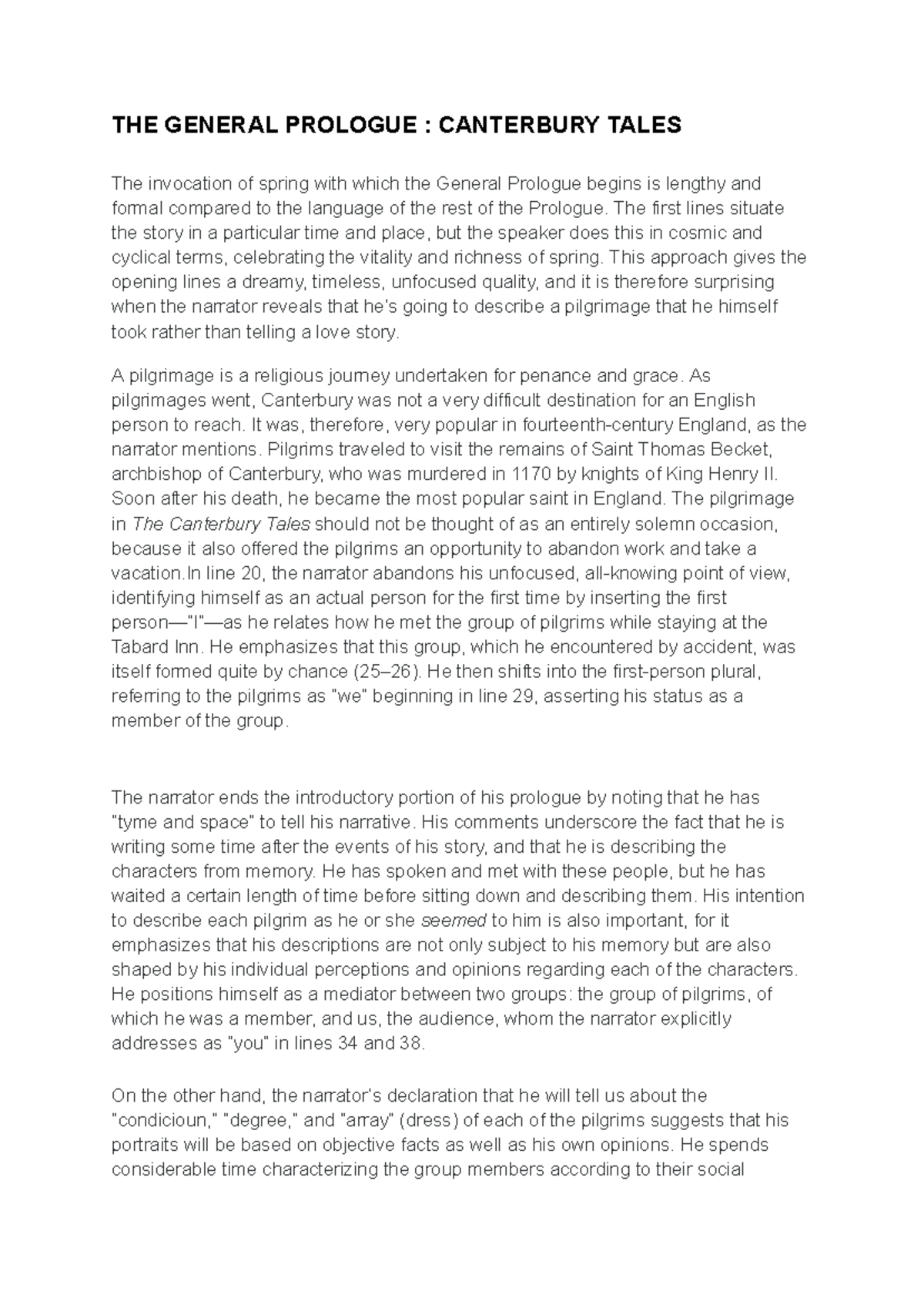 THE General Prologue Canterbury Tales - THE GENERAL PROLOGUE ...