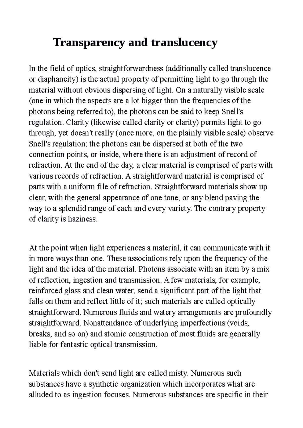 Transparency and translucency - On a naturally visible scale (one in ...