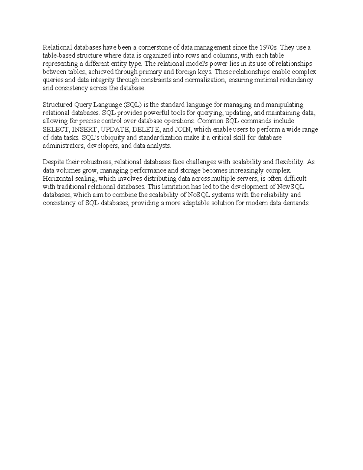 Article 2 Relational Databases Relational Databases Have Been A Cornerstone Of Data Management 