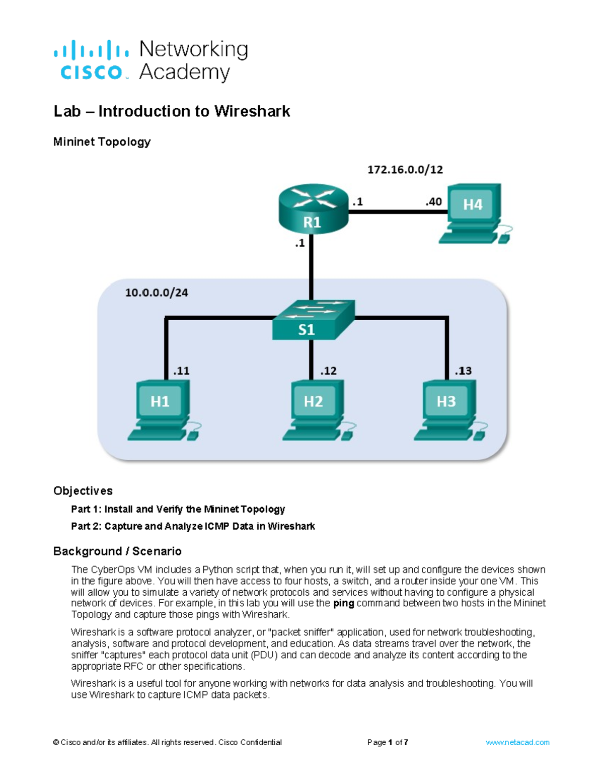 Cyber OPs-Ch4-LAB1 Introduction to Wireshark - Mininet Topology ...