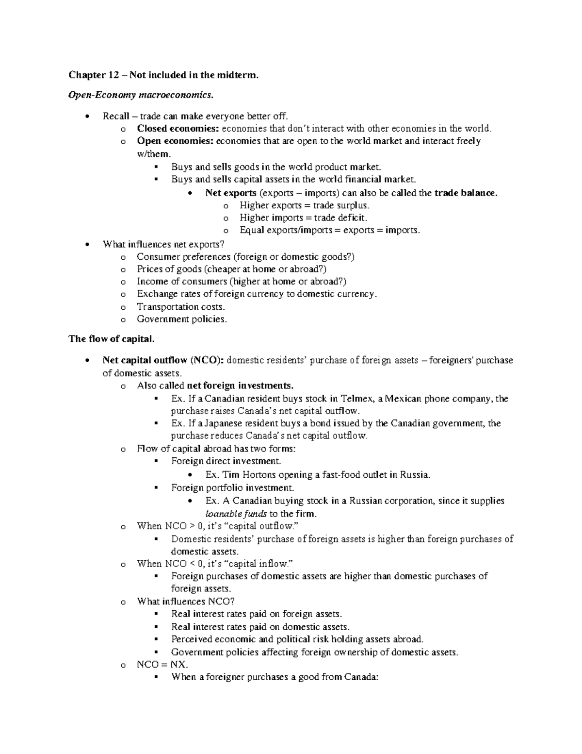 Econ 1002(C) - Macroeconomics Chapter 12 - Chapter 12 – Not included in the midterm. Open ...