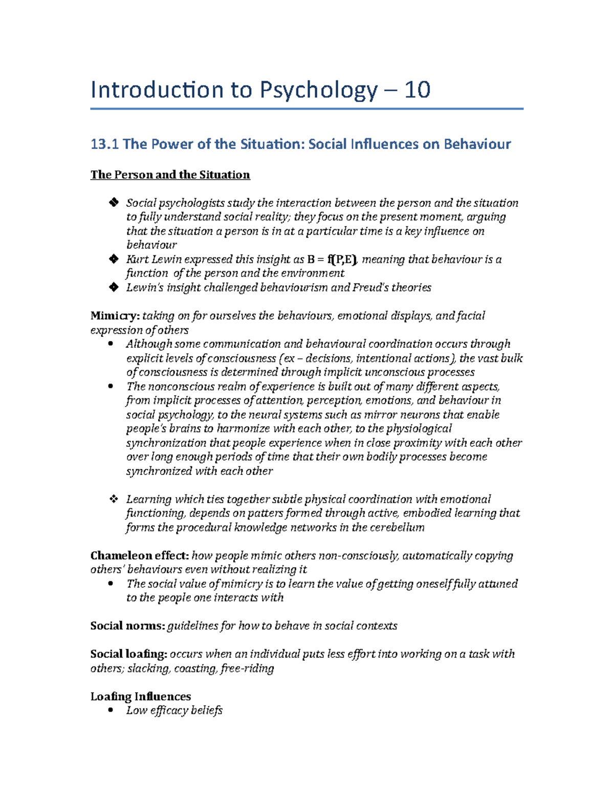 PSYC*1000-04(10) - Summary Introduction to Psychology SFW ...