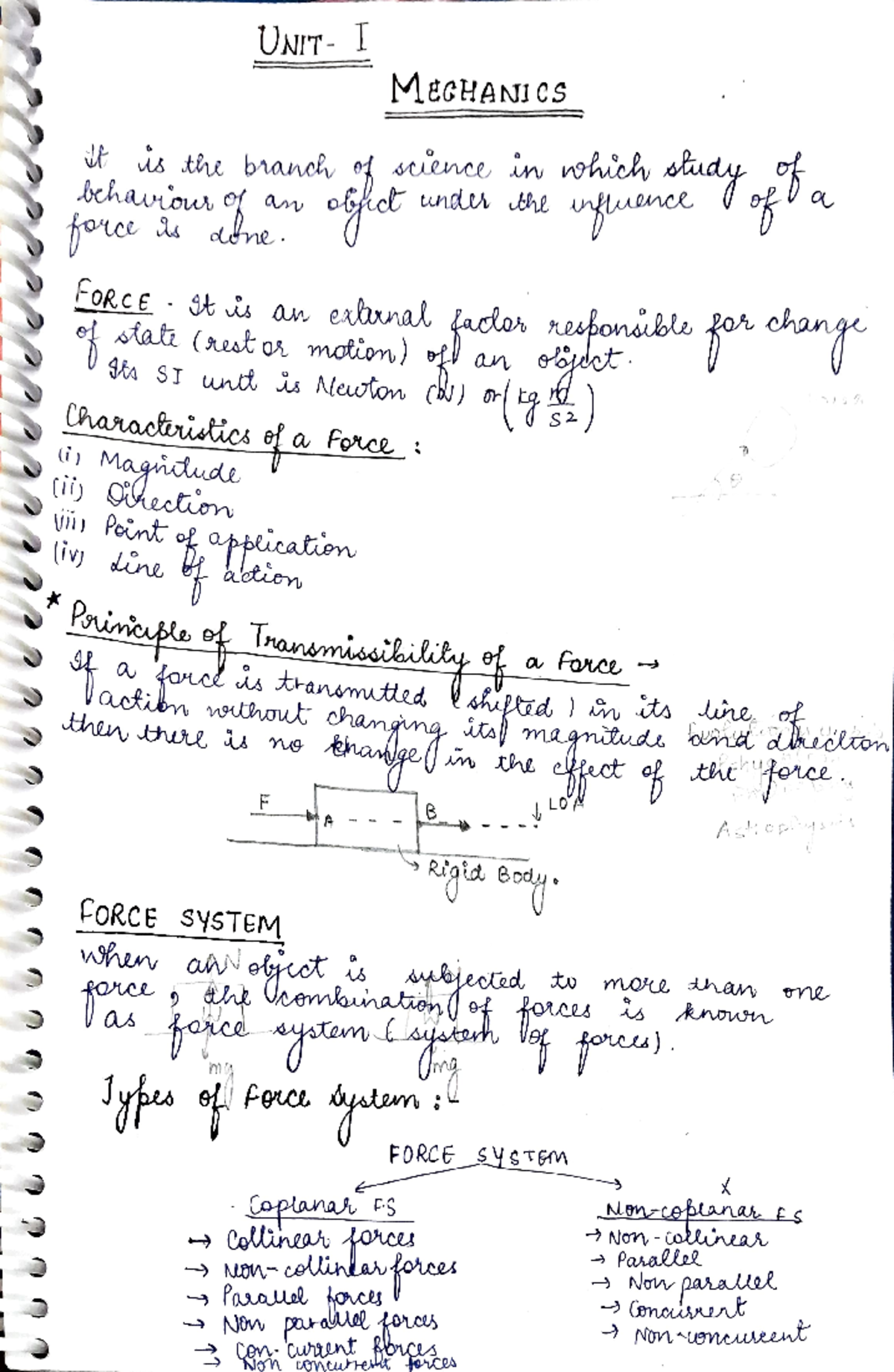 Unit 1 mechanics lecture notes - behaviow Ut is the branel od seine in ...