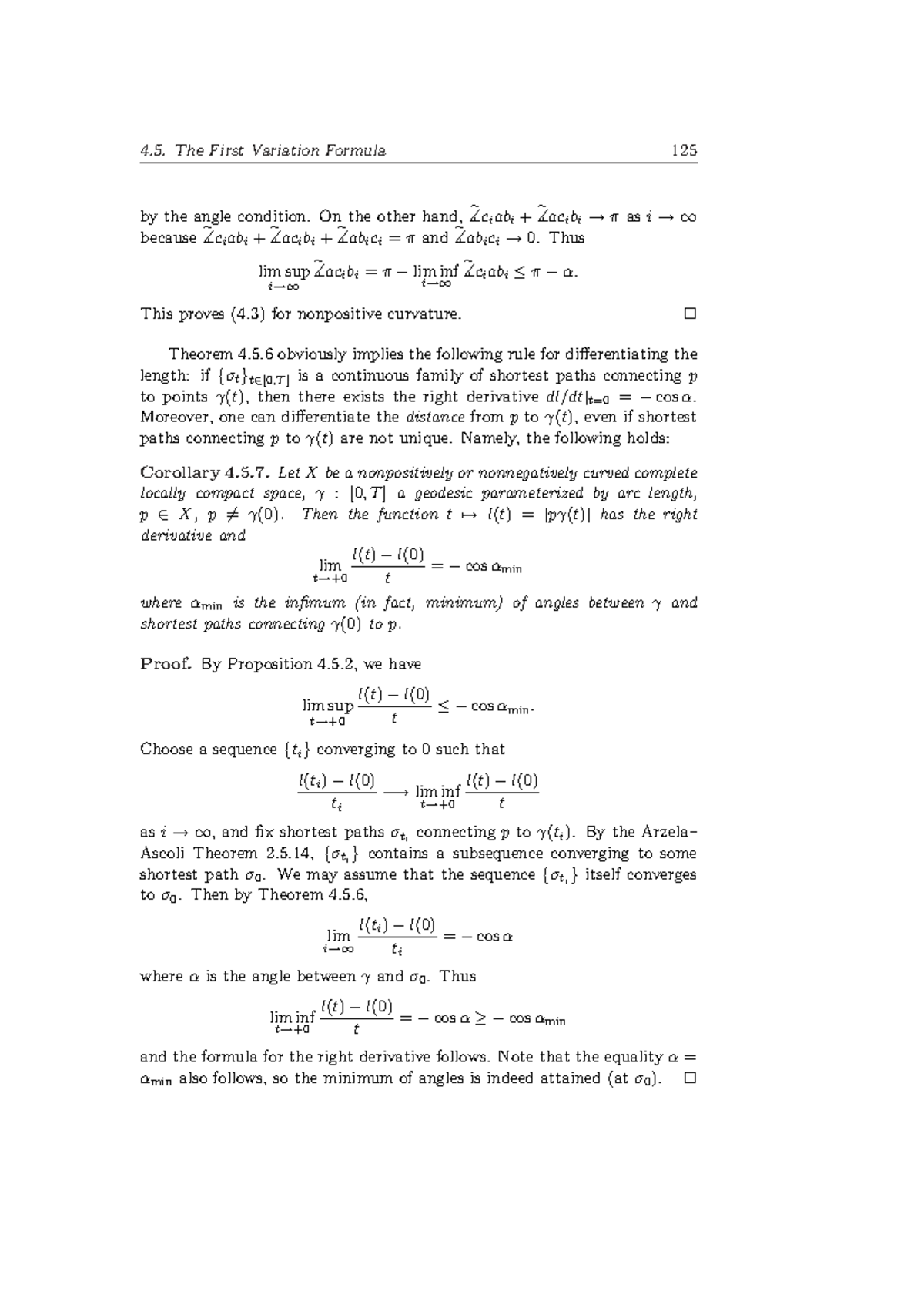 Geometry Spaces of Bounded Curvature-5 - The First Variation Formula 125 by the angle condition ...