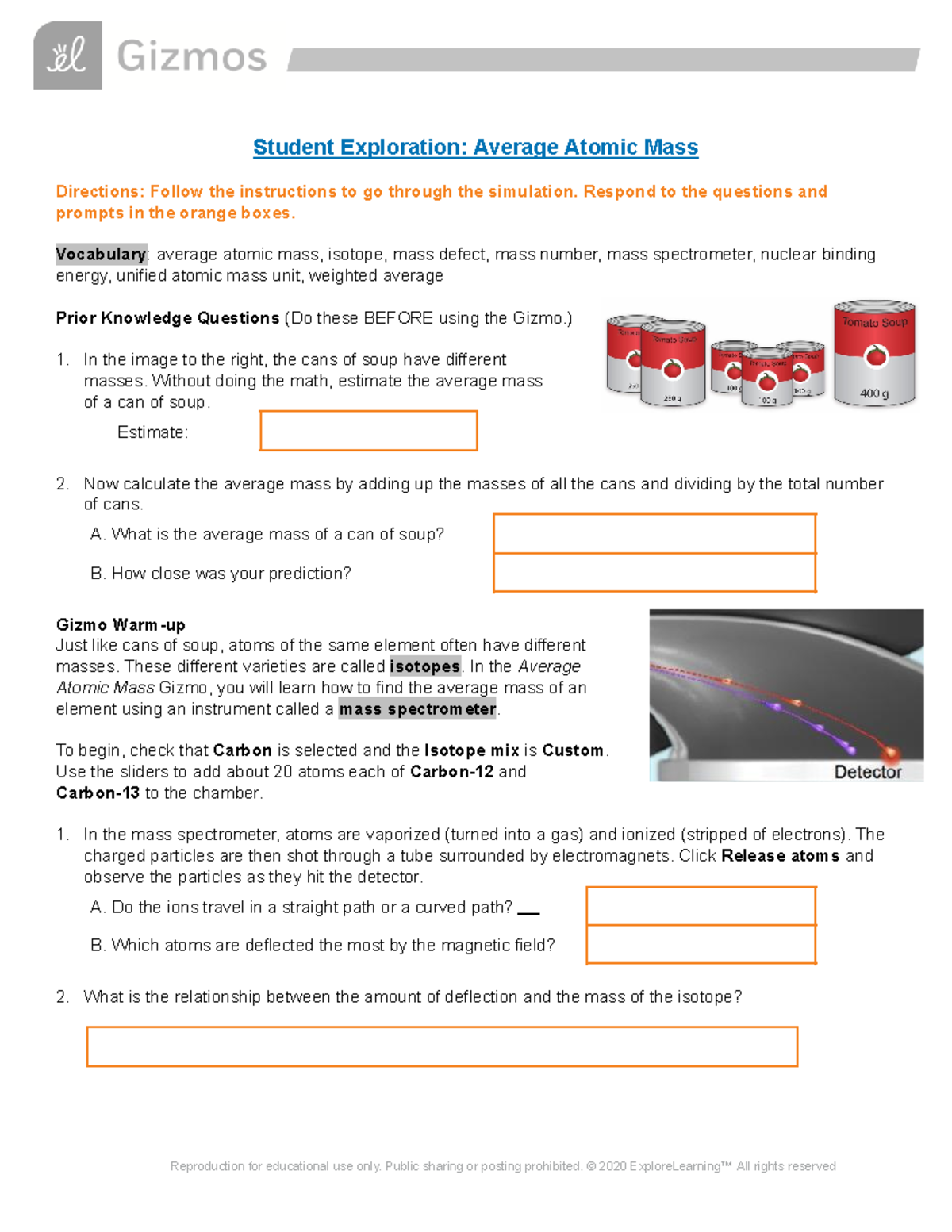 Isaiah Castaneda Average Atomic Mass SE - Student Exploration: Average ...