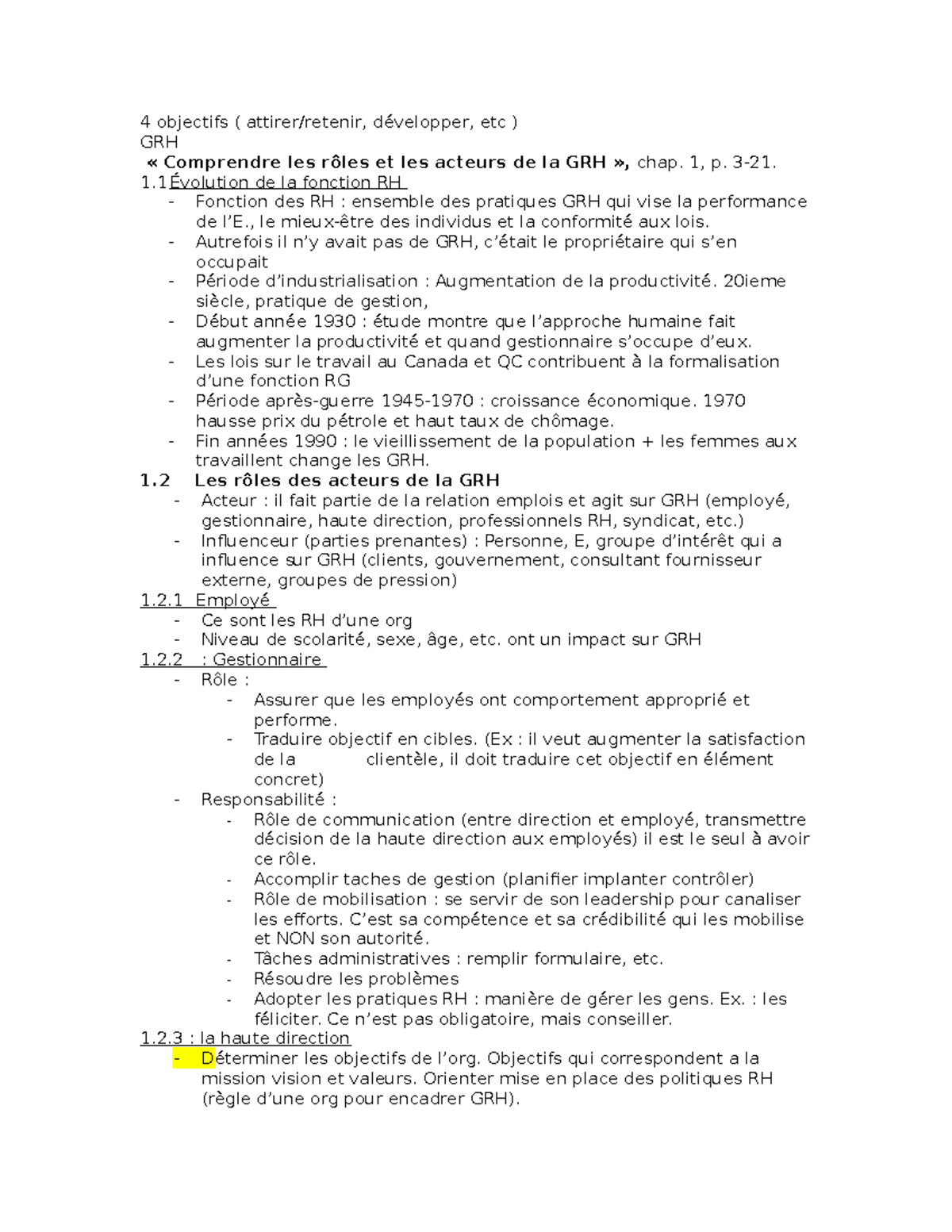 Étude GRH cours complet - 4 objectifs ( attirer/retenir, développer ... Étude GRH cours complet - 4 objectifs ( attirer/retenir, développer ...