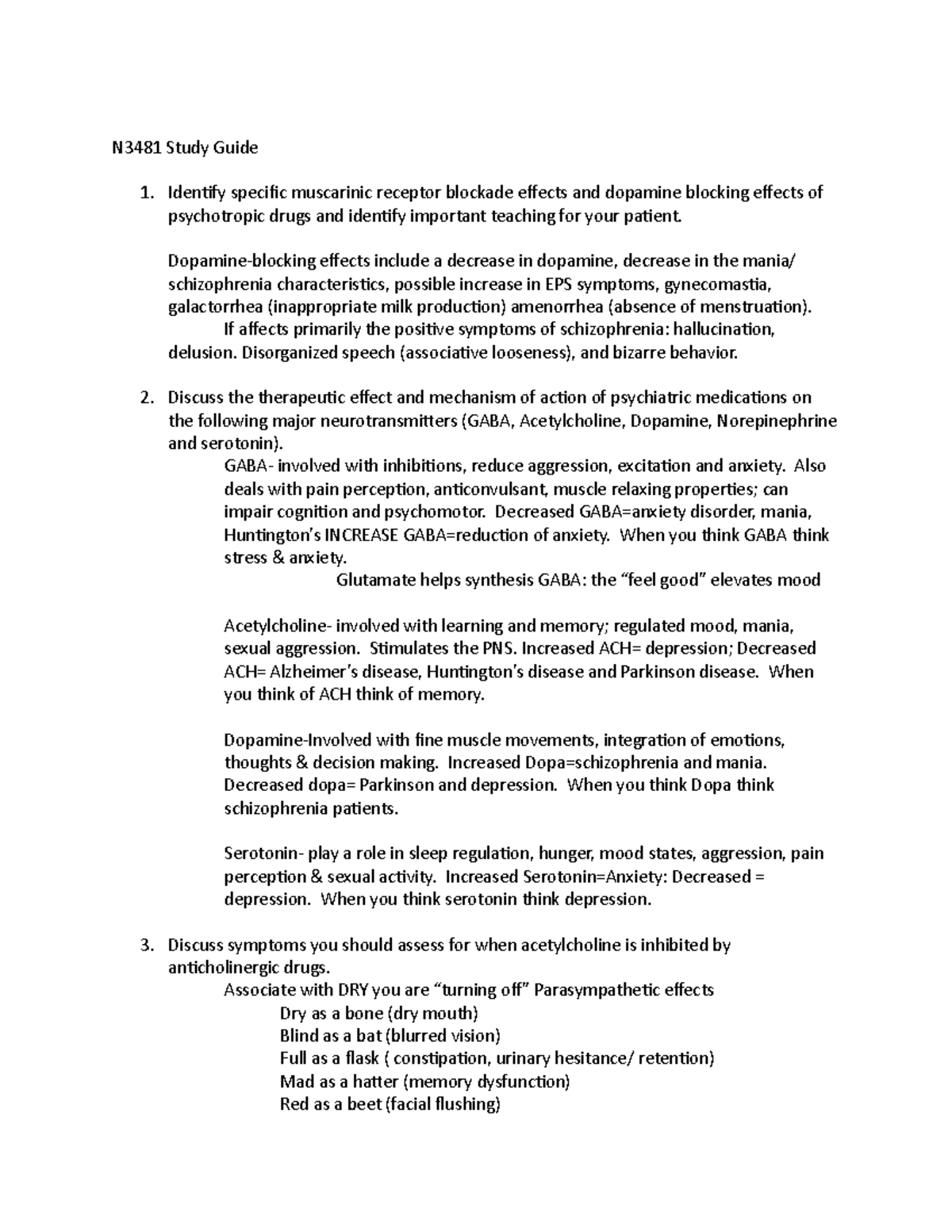 N3481 Study Guide Exam 1 - N3481 Study Guide Identify specific ...