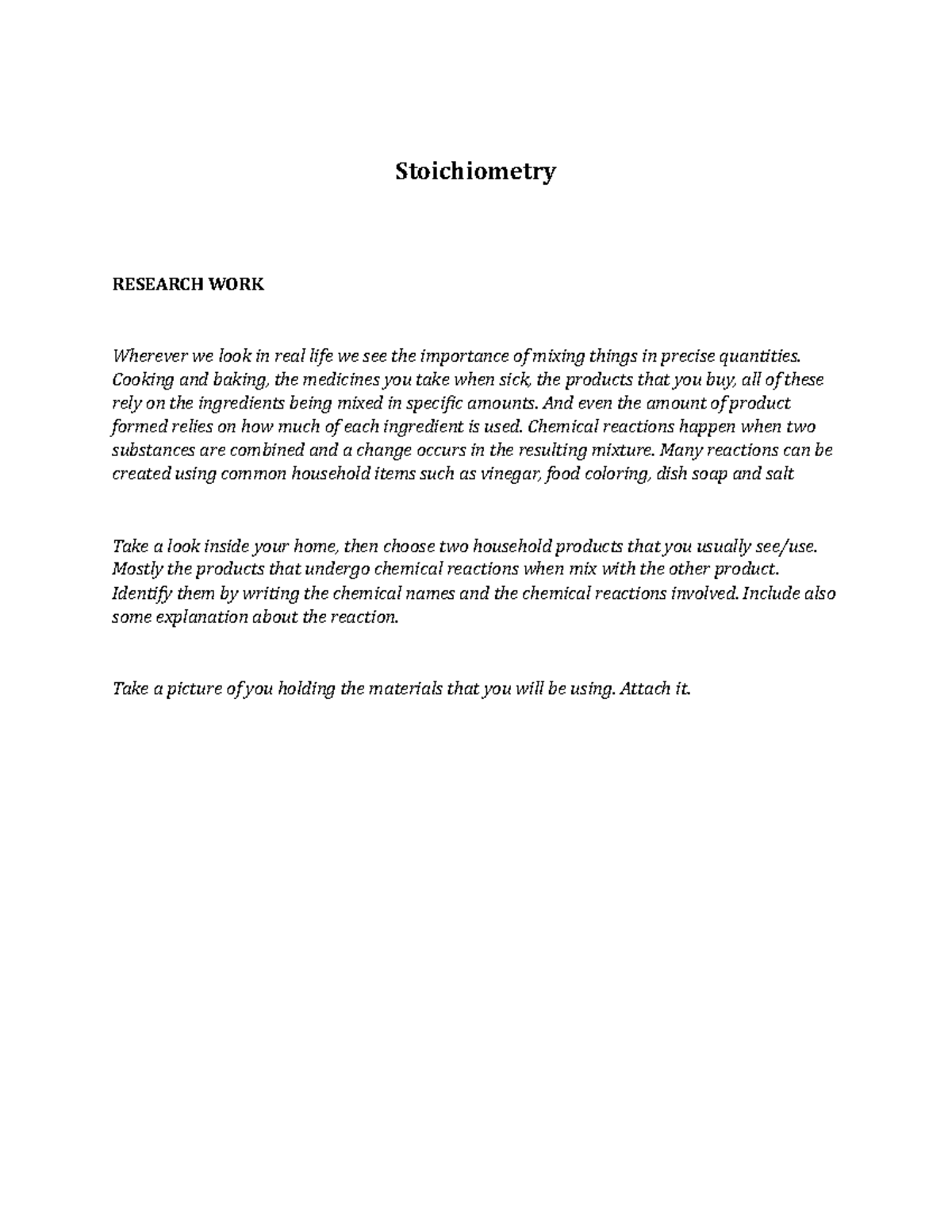 Research WORK About Stoichiometry - Stoichiometry RESEARCH WORK ...