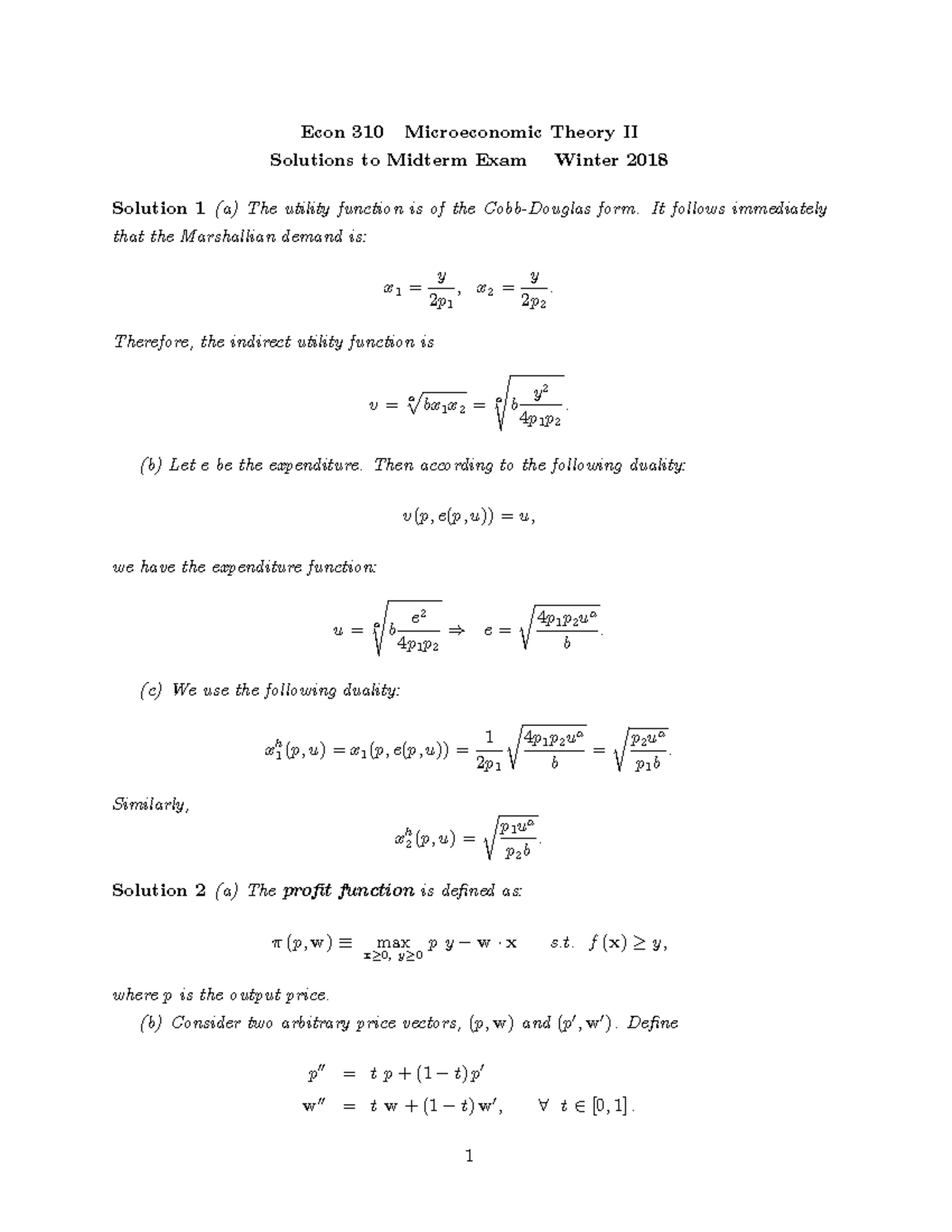 Midterm exam 3 March 2018, questions and answers - Econ 310 ...