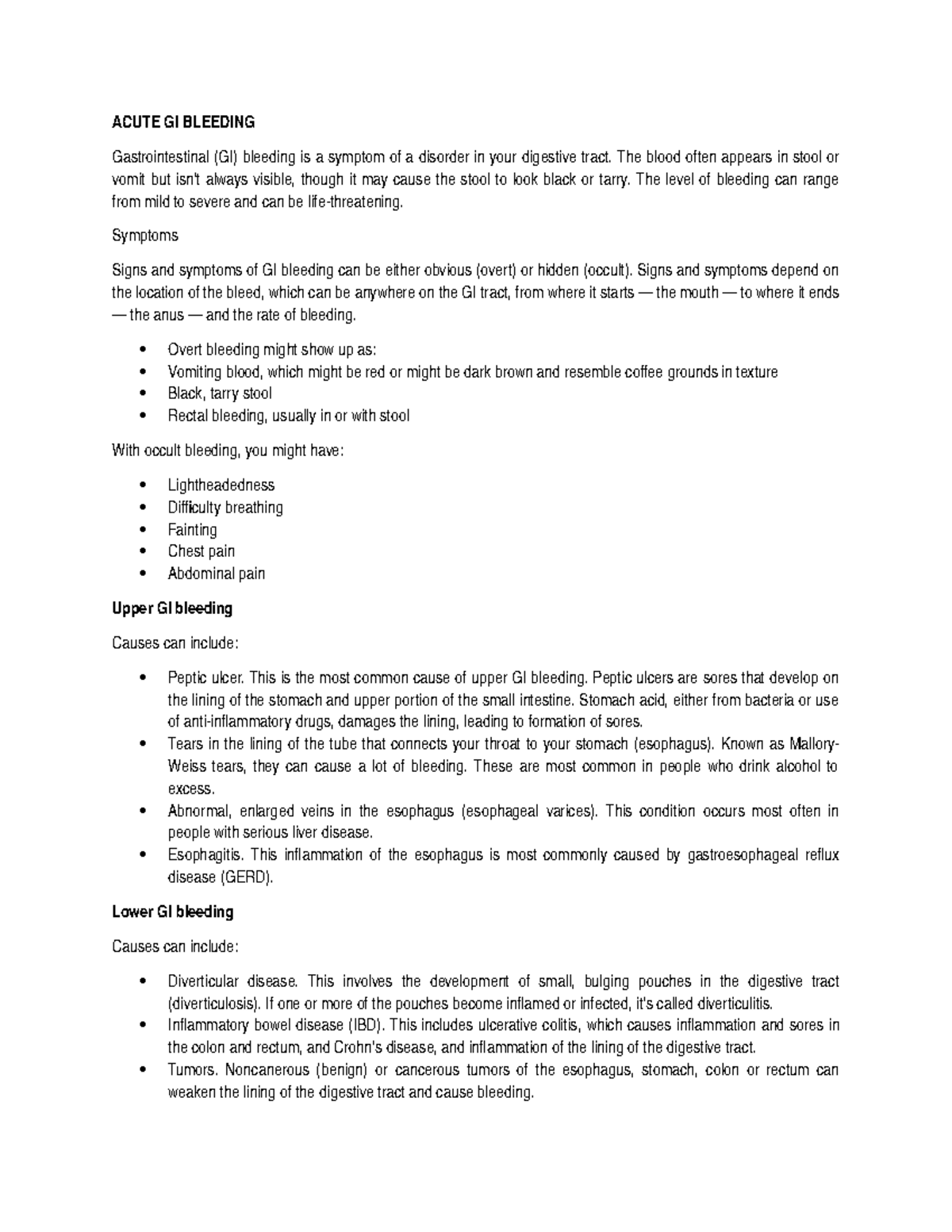Acute GI Bleeding and Acute Pancreatitis - ACUTE GI BLEEDING ...