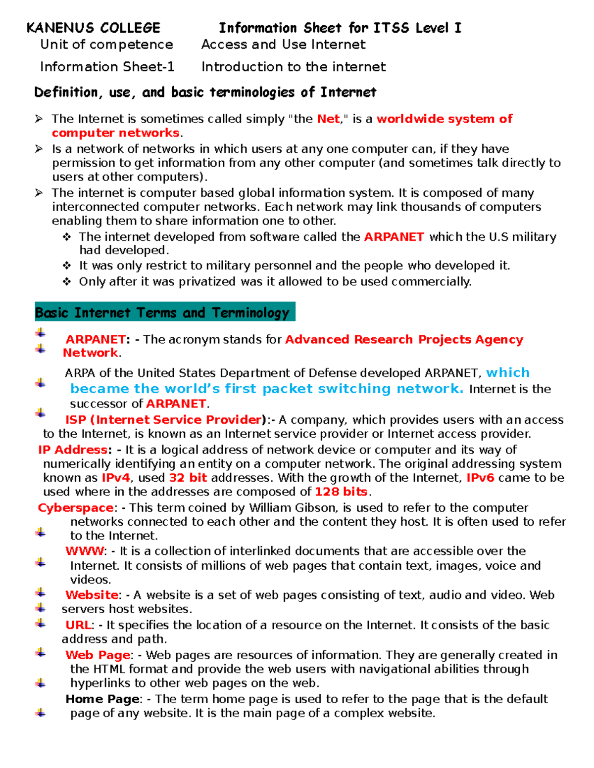 Internet infor - TNS - Unit of competence Access and Use Internet ...
