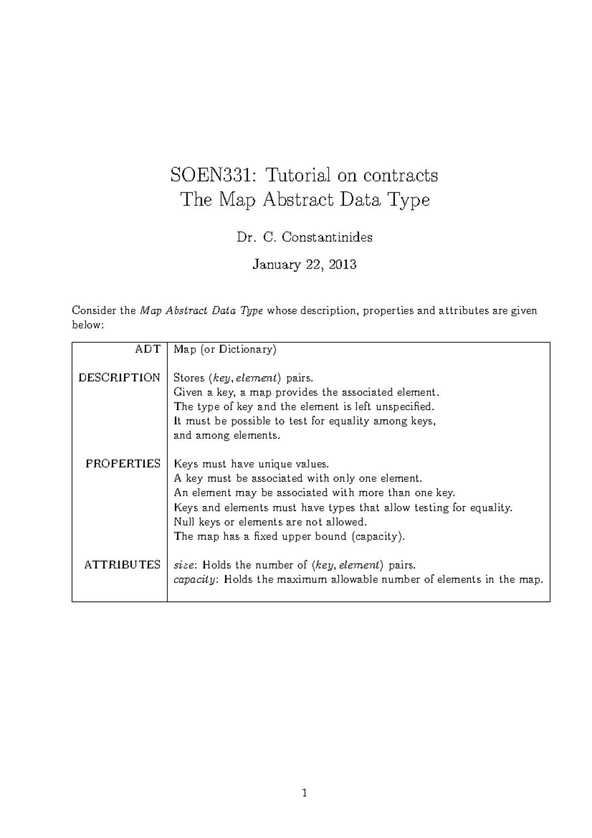 Contracts map Questions - SOEN331: Tutorial on contracts The Map ...