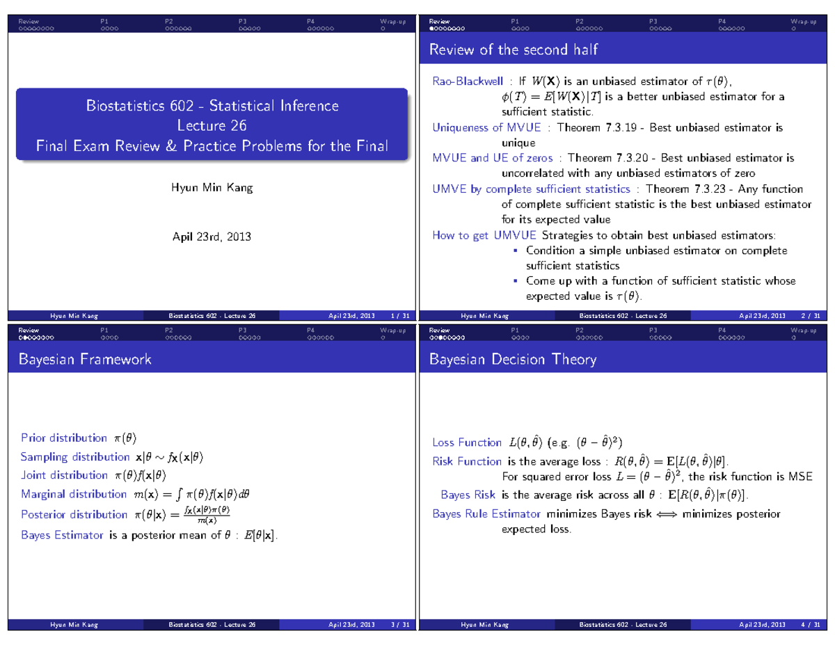 Bios602 wi13 lec26 handout - ........ .... ...... ..... ...... . . ...... Biostatistics 602 ...