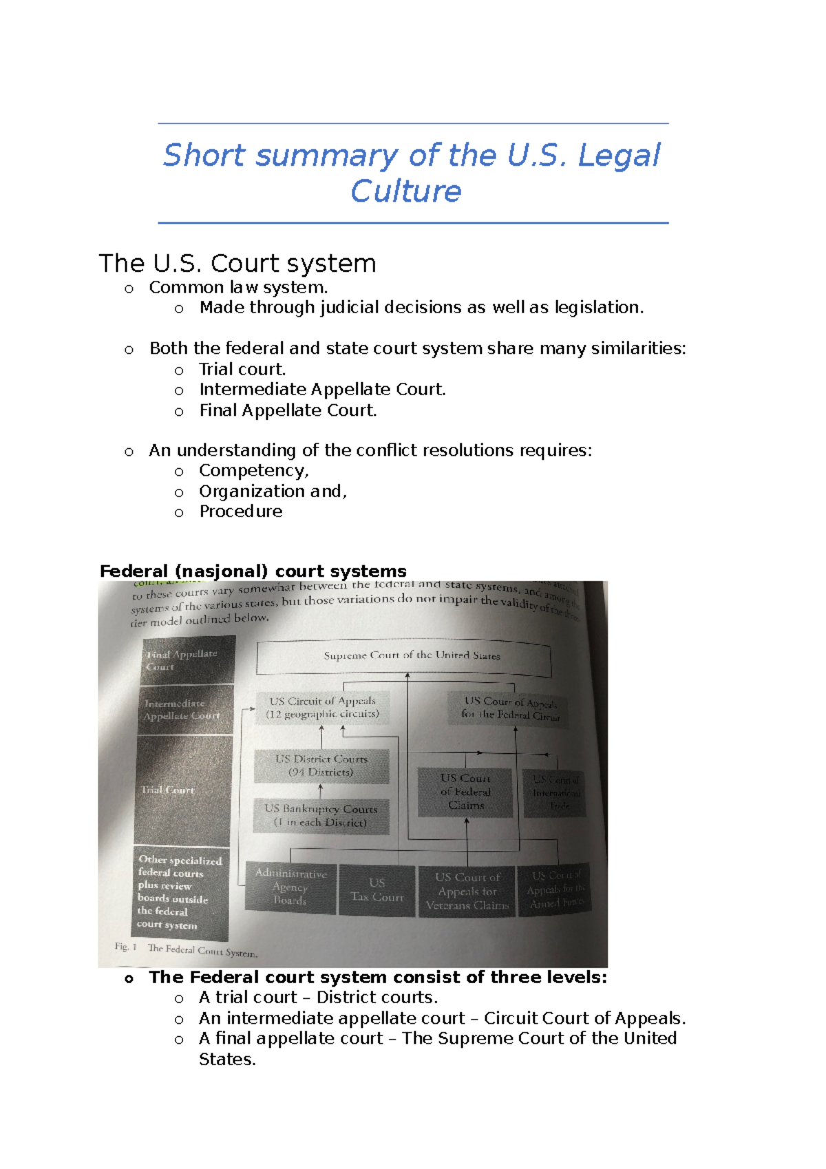 Short summary of the U.S. legal culture - Short summary of the U. Legal ...