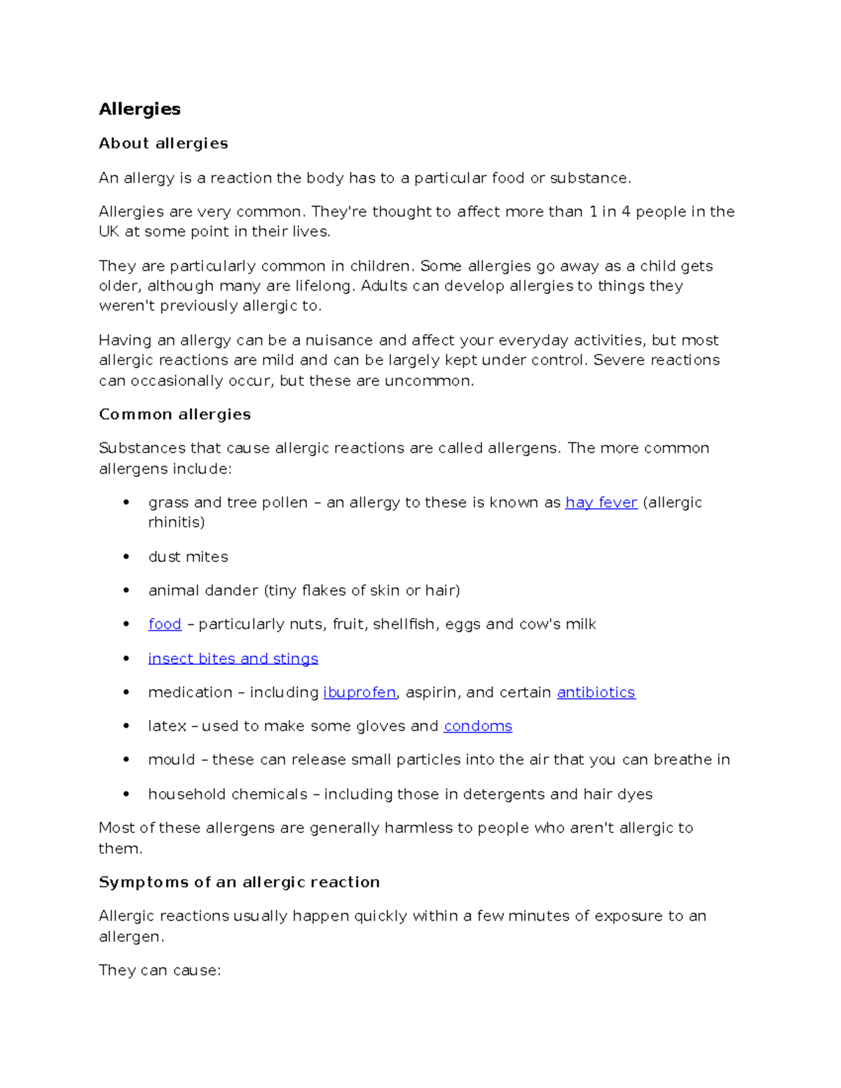 Allergies - illness and conditions - Allergies About allergies An ...