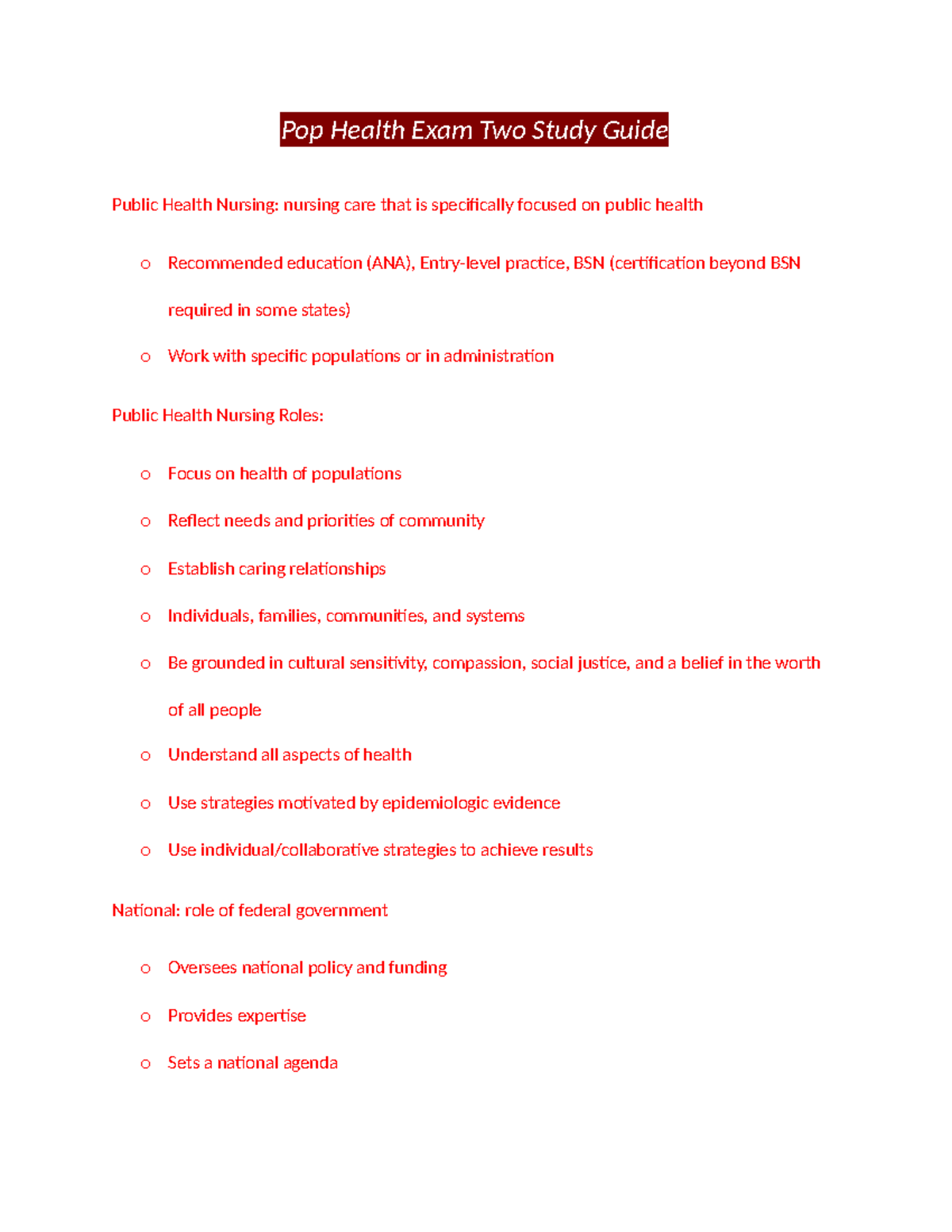 Pop Health Exam 2 Study Guide - Pop Health Exam Two Study Guide Public ...