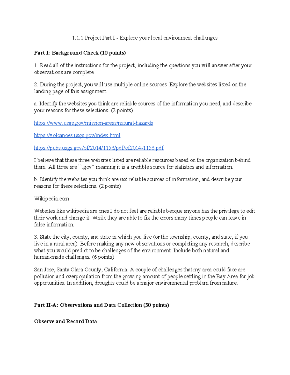 1.1.1 Project Part I Explore your local environment challenges - 1.1 Project Part I - Explore ...