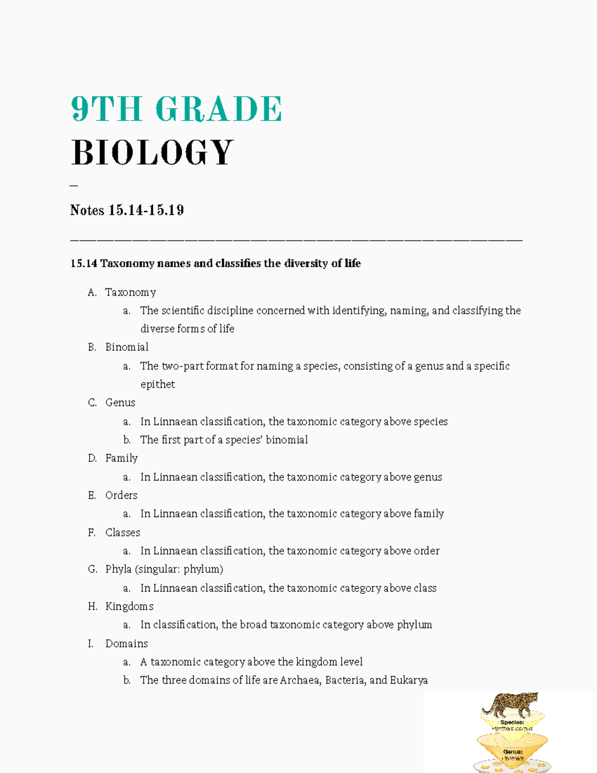 Bio Notes Chapter 15 - Phylogeny - 9TH GRADE BIOLOGY __ Notes 15-15 ...