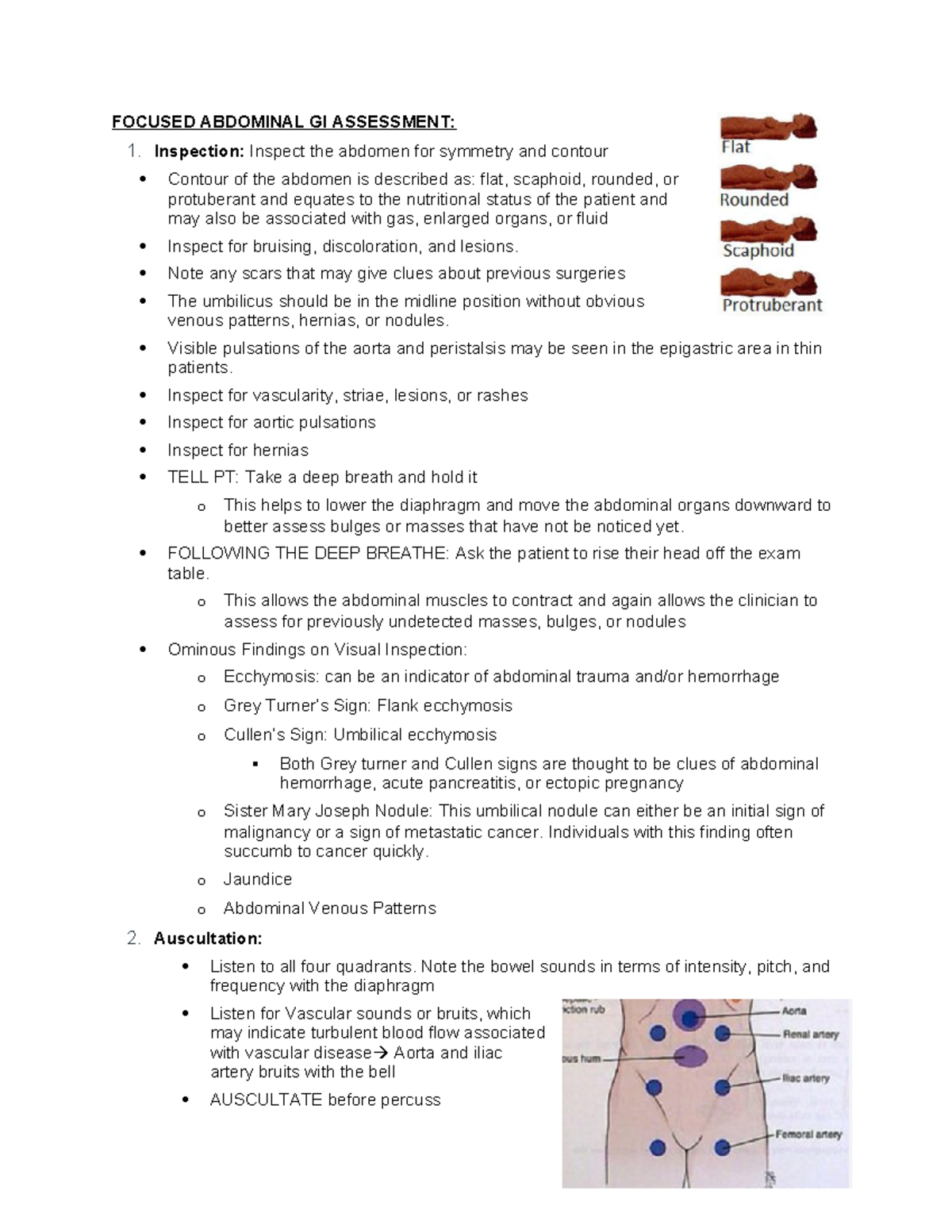 Focused Abdominal GI Assessment - FOCUSED ABDOMINAL GI ASSESSMENT: 1 ...