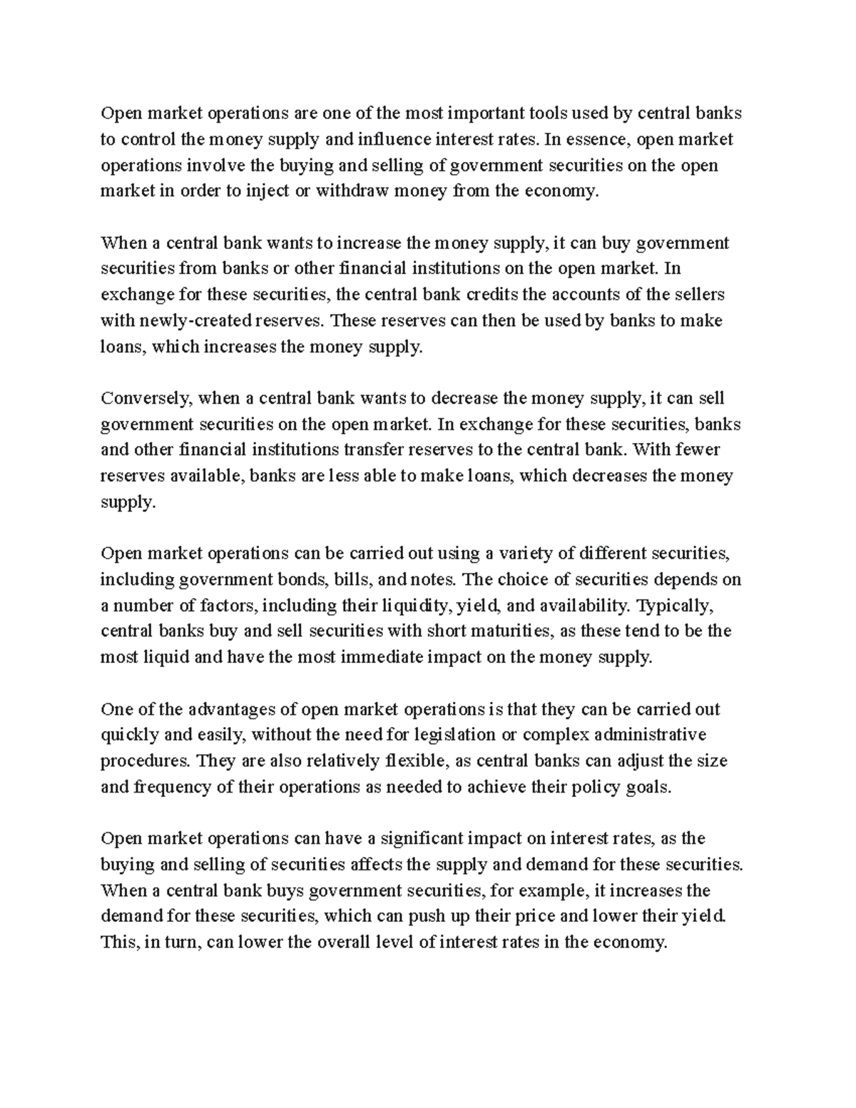 AP Macroecnomics Notes open market operations - Open market operations ...