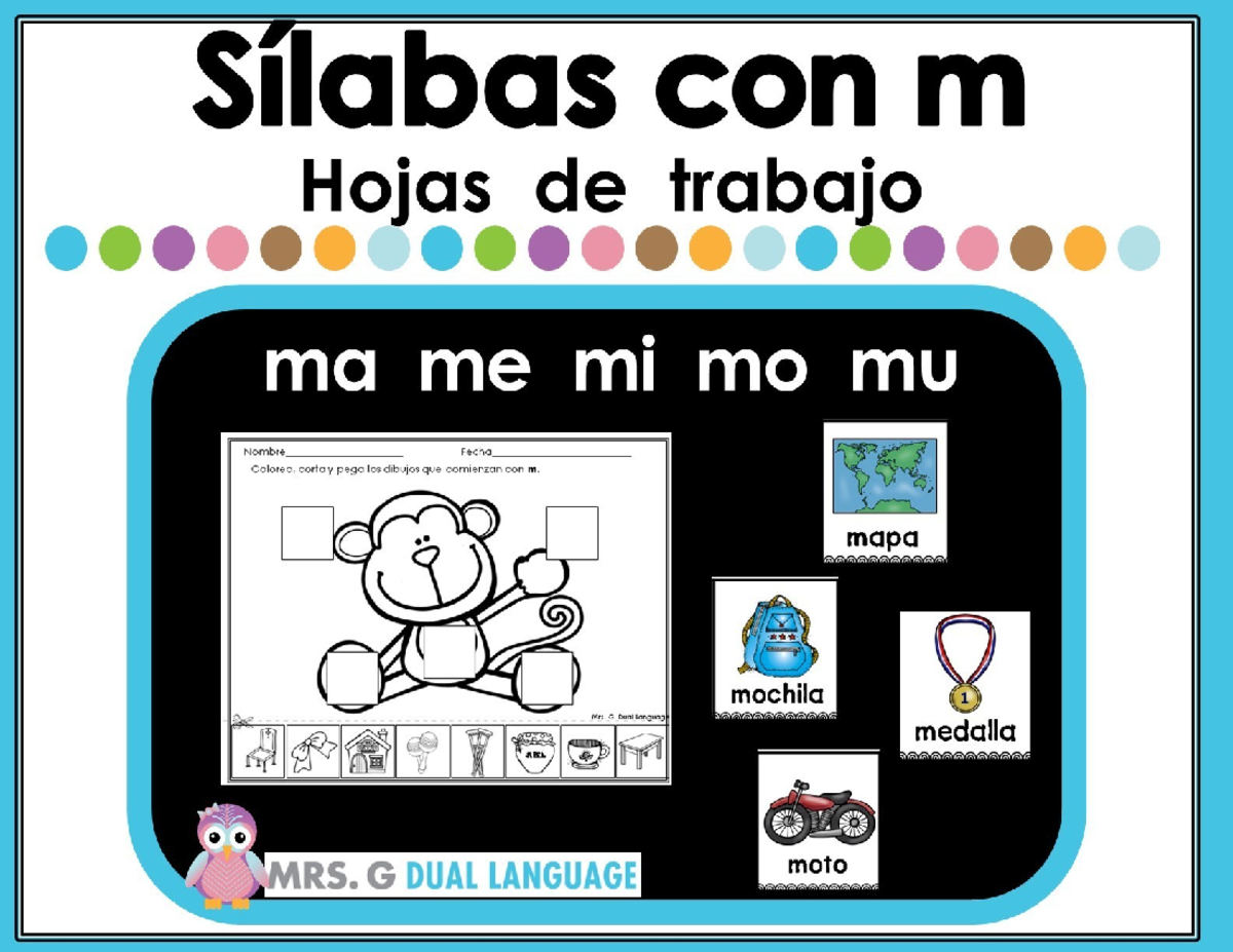 ️️ 01 - Sílabas con la letra m - ma, me, mi, mo, mu Hojas de trabajo ...