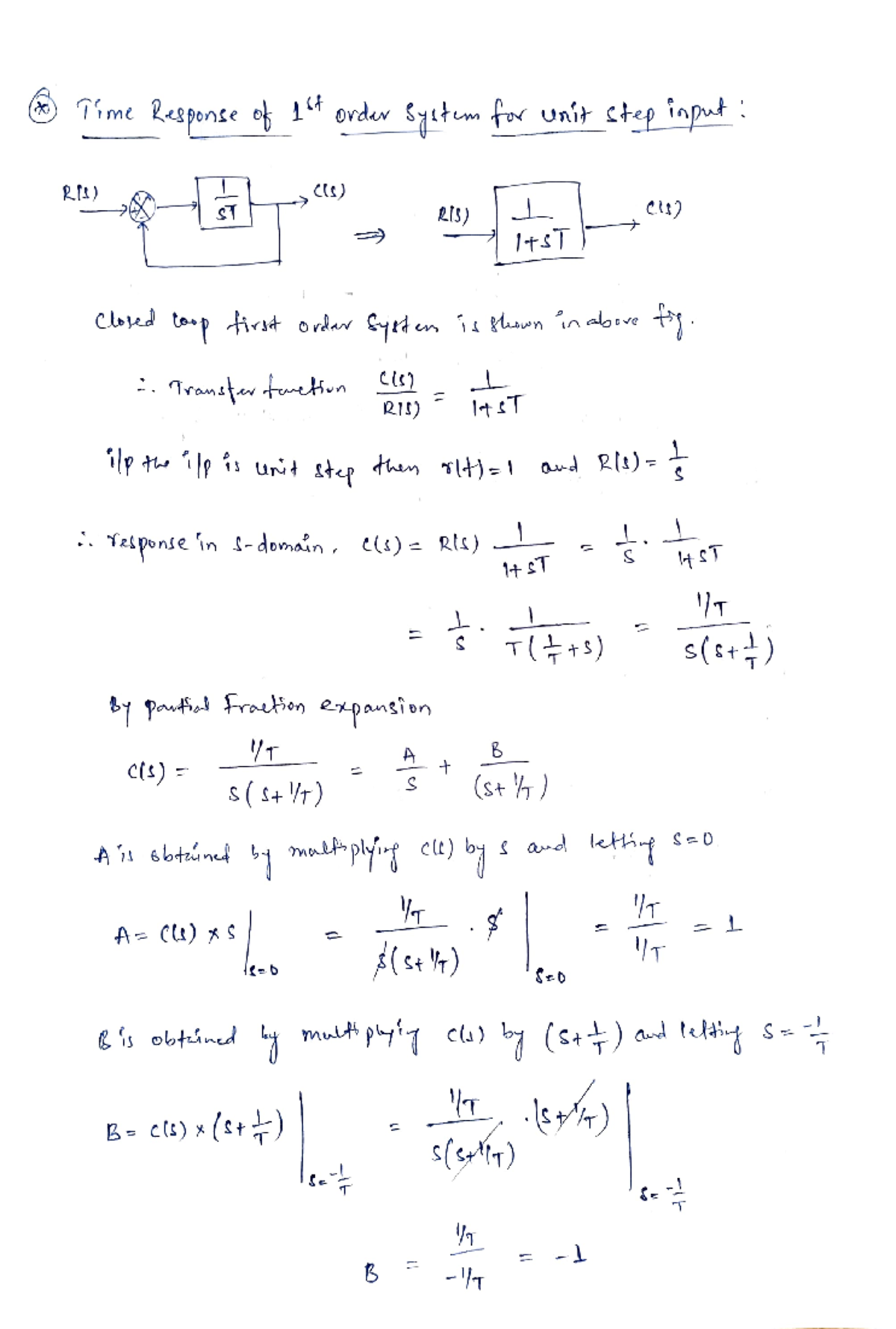 Time response analysis - Time Response oh 1 ovder Sttm for unit shep ...