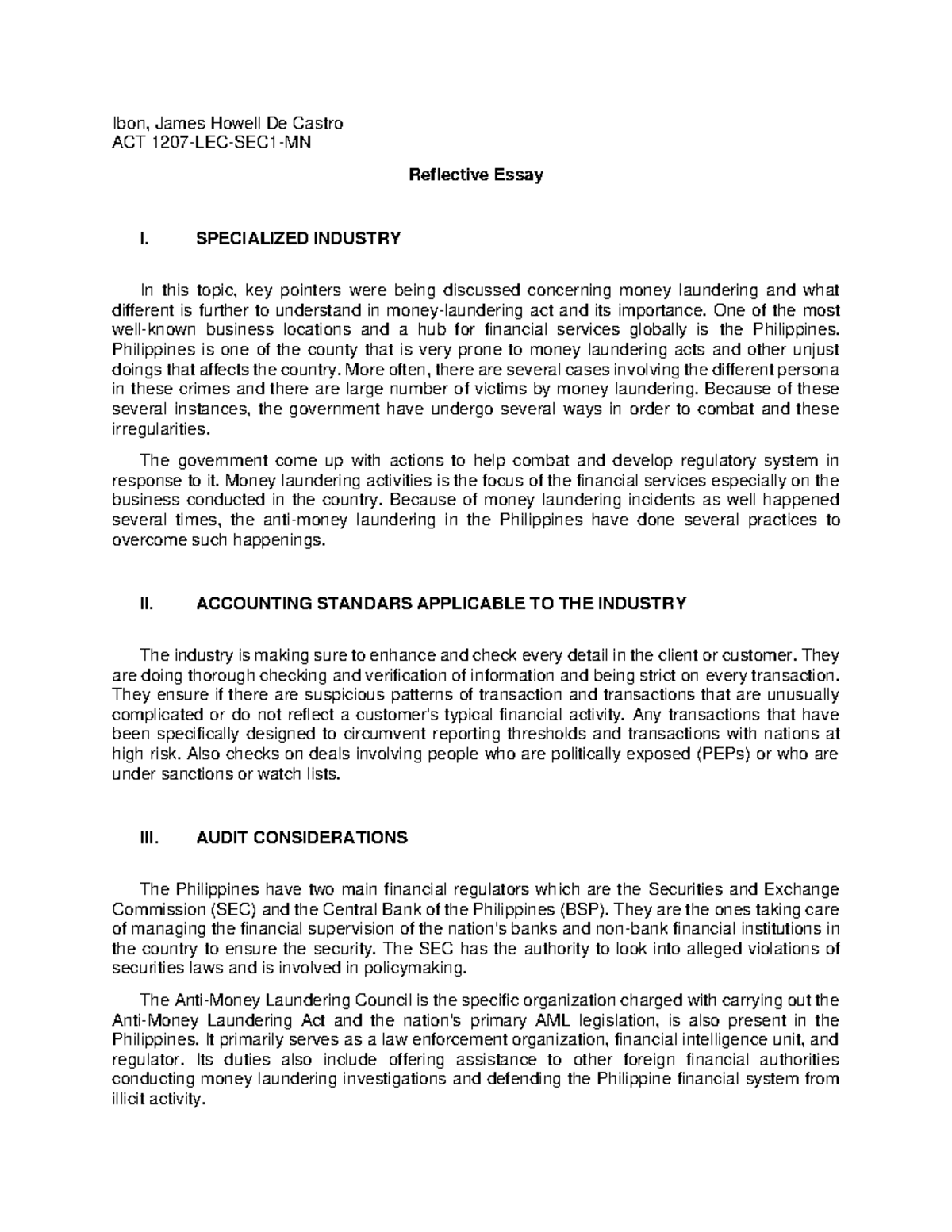 Ibon Reflective Essay Webinar 9 - Ibon, James Howell De Castro ACT 1207-LEC-SEC1-MN Reflective ...